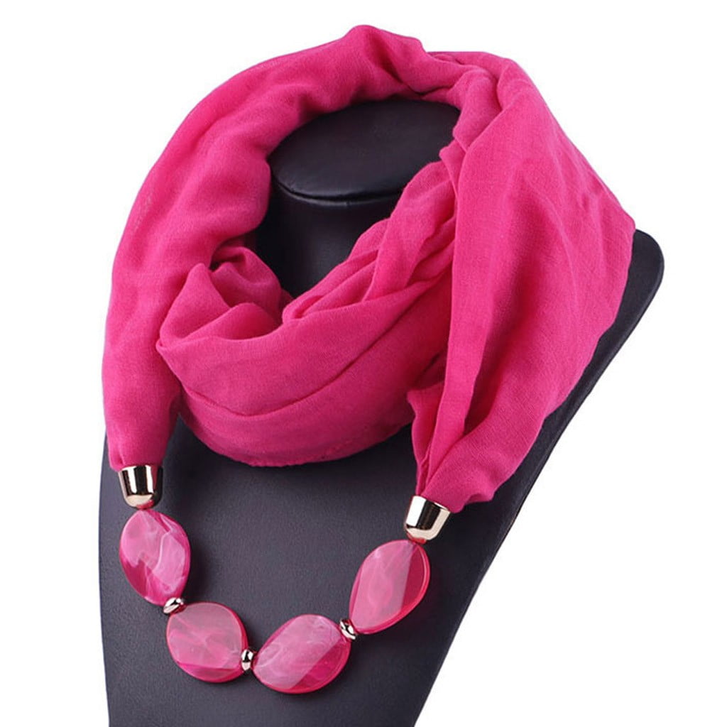 Teissuly Women Cotton Linen Necklace Pendant Scarf Ethnic Style Soft ...