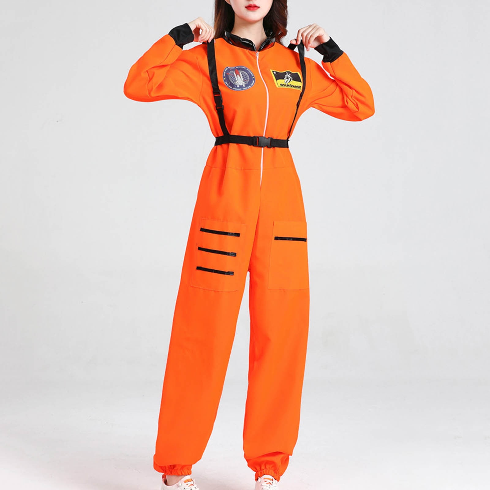 Teissuly Womens Space Spaceman Outfit Shiny Carnival Costume Overall