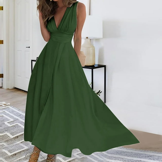 Teissuly Women's Spring/Summer Sleeveless Color V-Neck Wrapped Chest ...