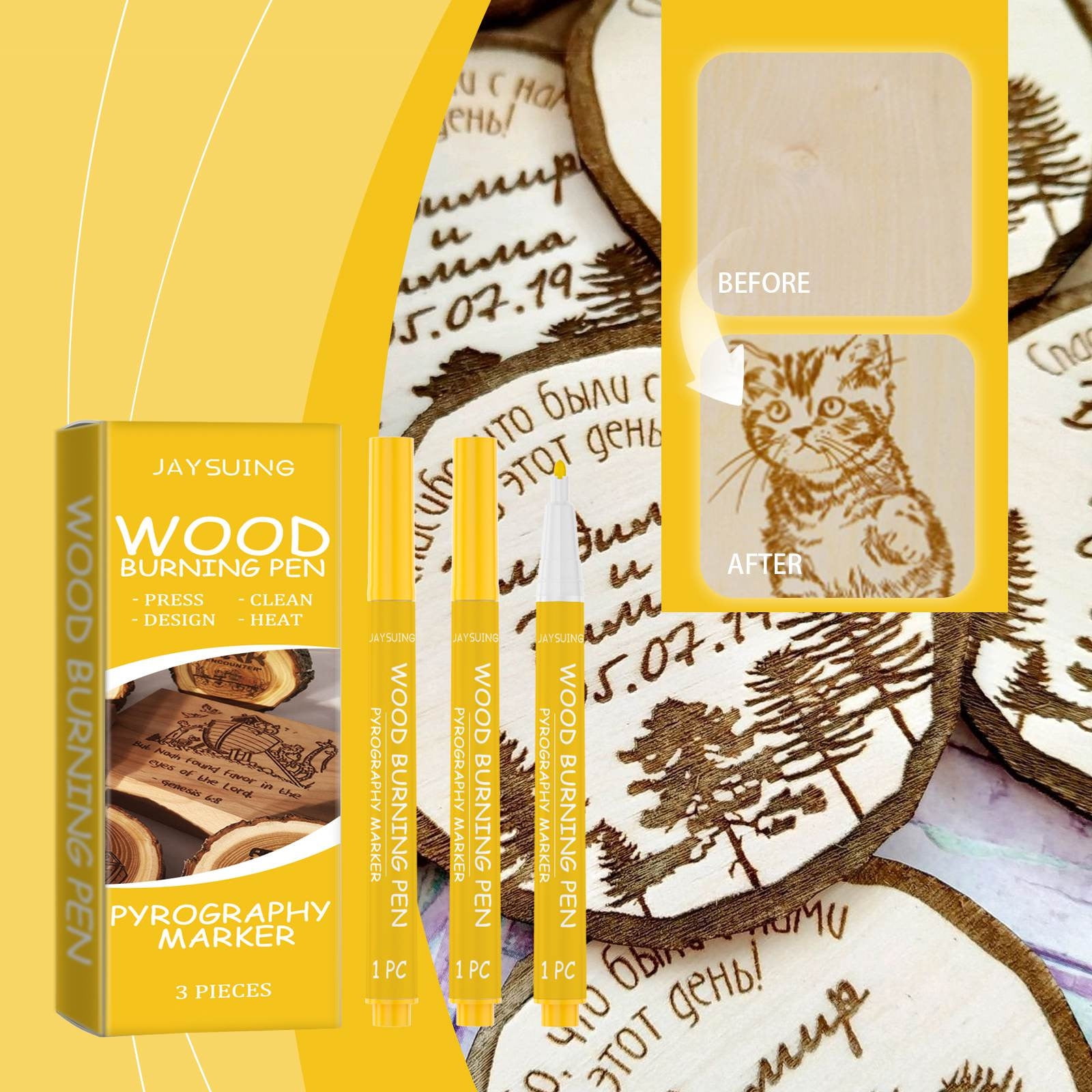 Teissuly Wood Burning Marker Pen Wood Pyrography Pen Burning Effect ...