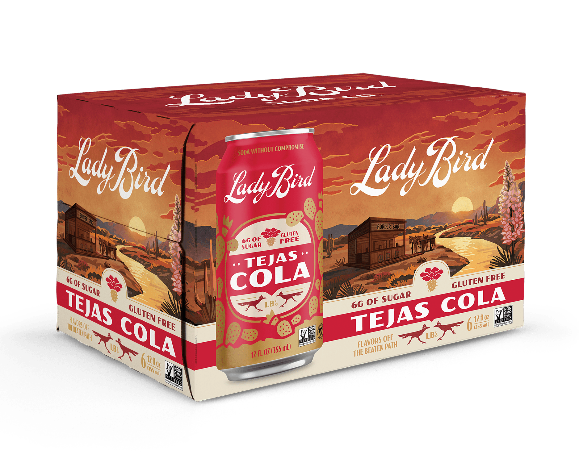 Lady Bird Tejas Cola 6 pack - Gluten Free, Vegan, Low Sugar - Walmart.com
