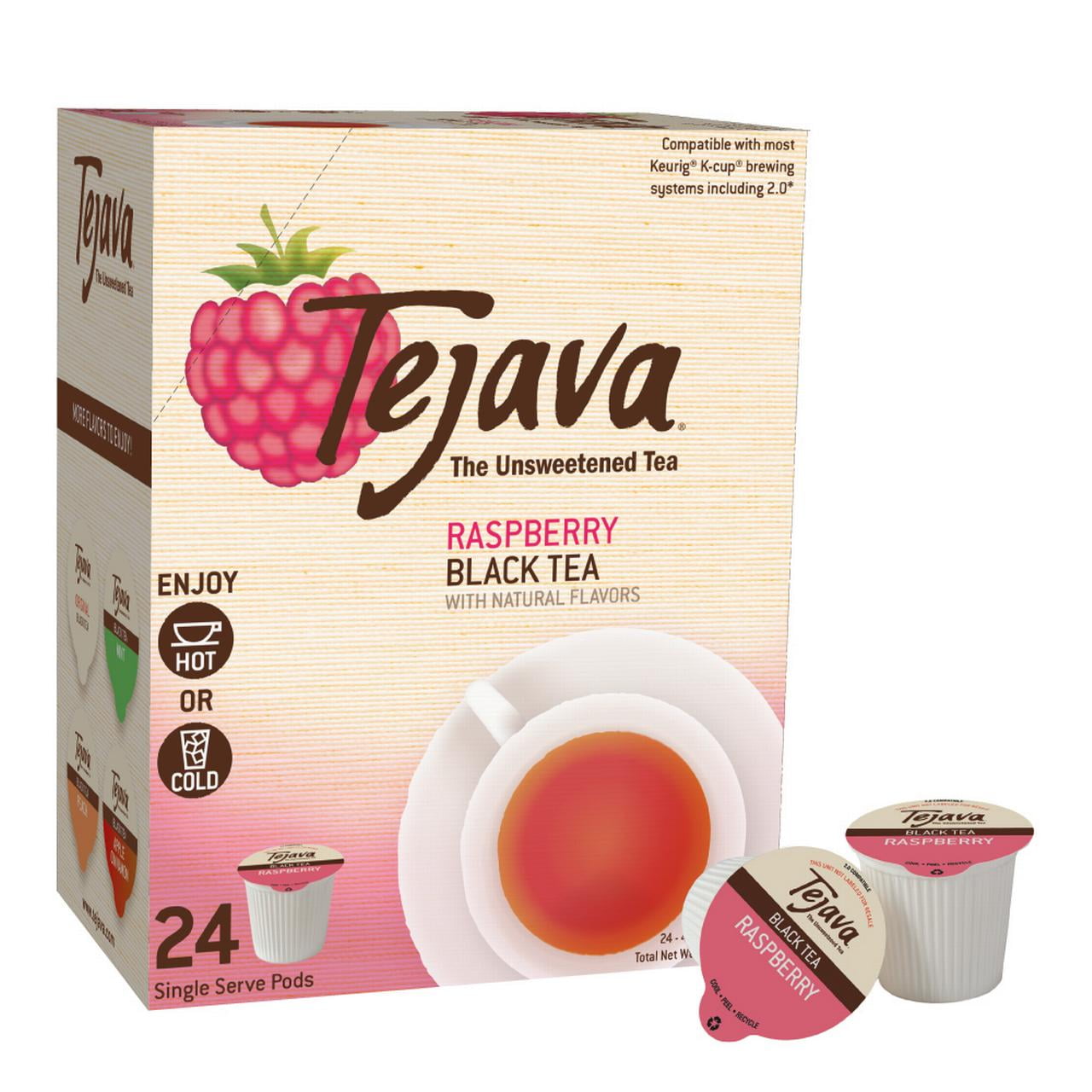 Tejava Raspberry Black Iced Tea, 24 Pack K-Cups, Keurig Compatible ...