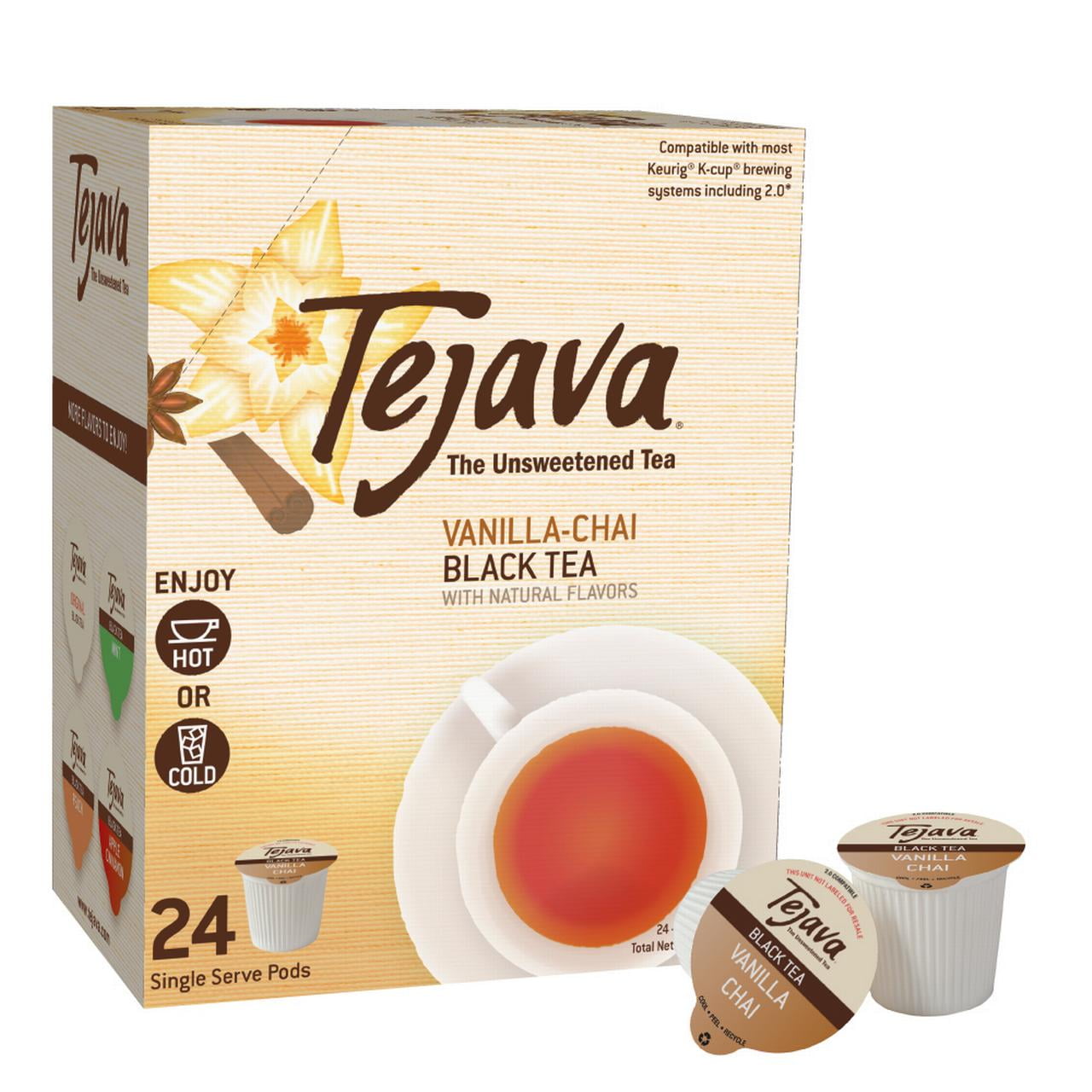Tejava Vanilla Chai Black Iced Tea Pods, 24 Pack Single Serve Cups ...