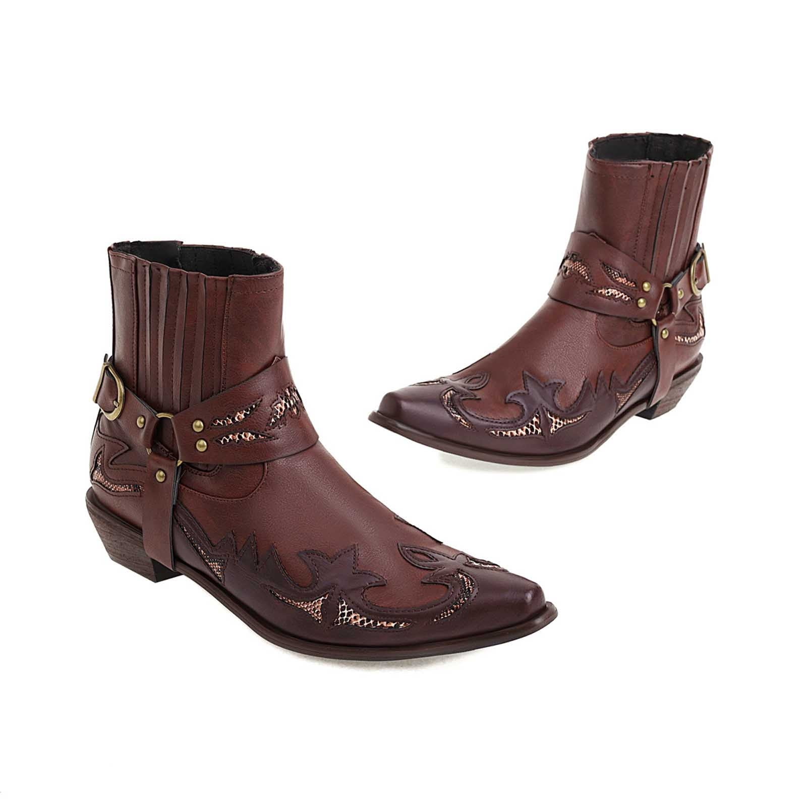 Tejiojio Clearance Fashion Large Size Winter Western Boots For Men's ...