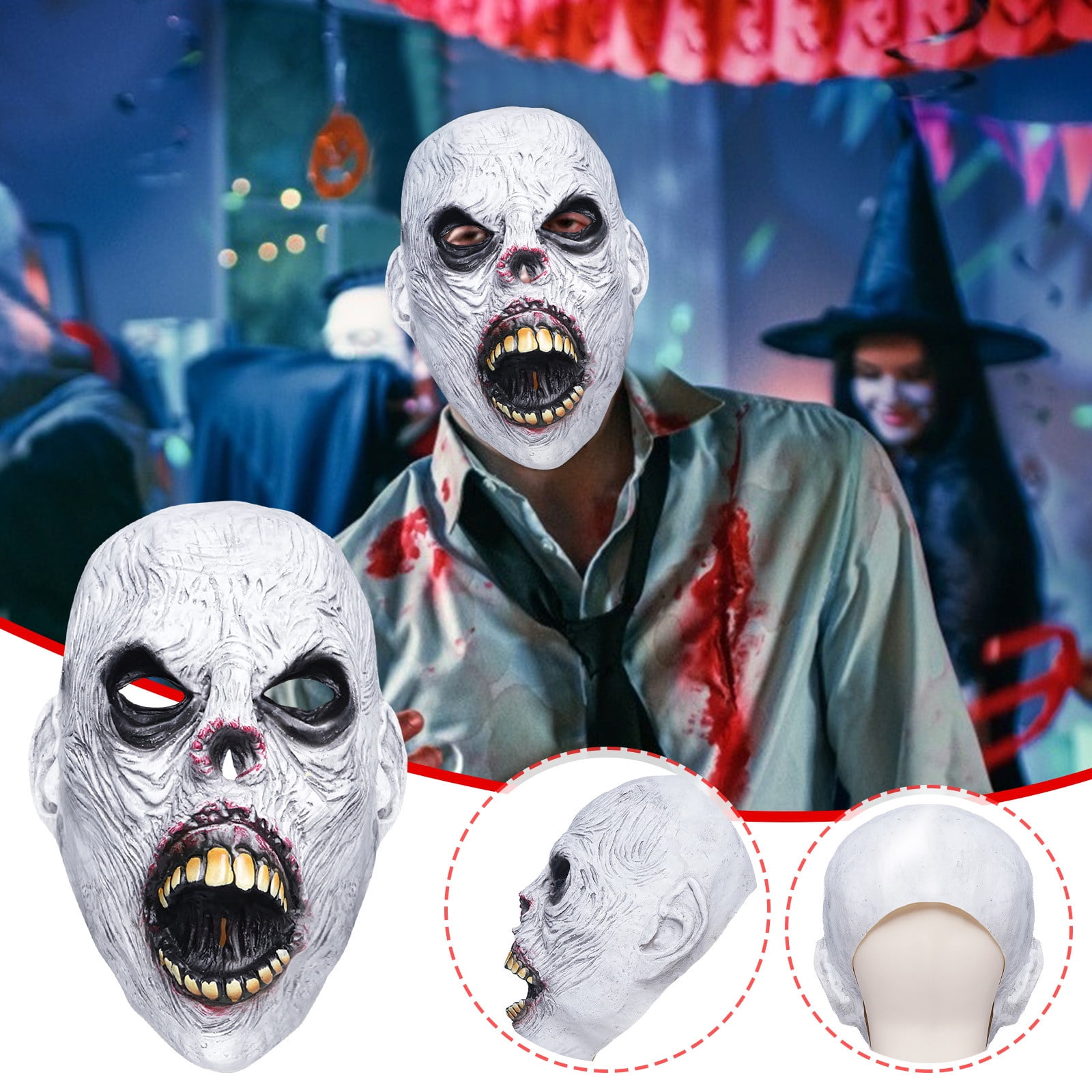 Tejiojio Clearance Halloween Carnival Party Tricky and Funny Mask Scary ...