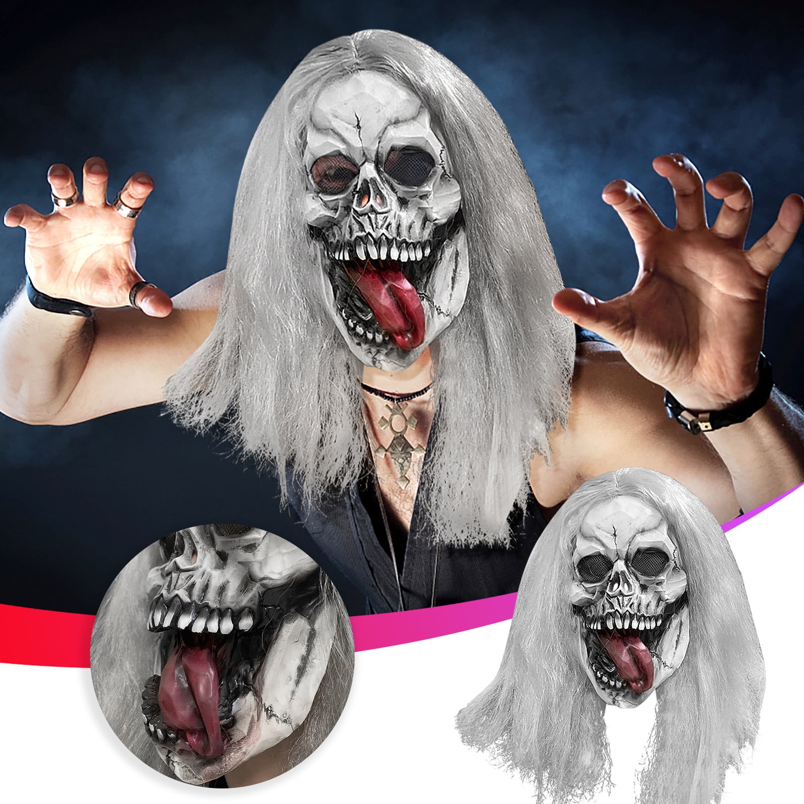 Tejiojio Clearance Halloween Mask Terror Scary Cosplay Costume Average ...