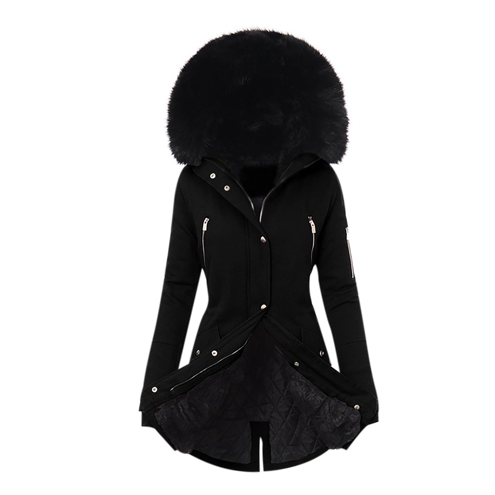 Tejiojio Coats Womens Ladies Warm Jacket Winter Solid Turn Coat Hooded ...
