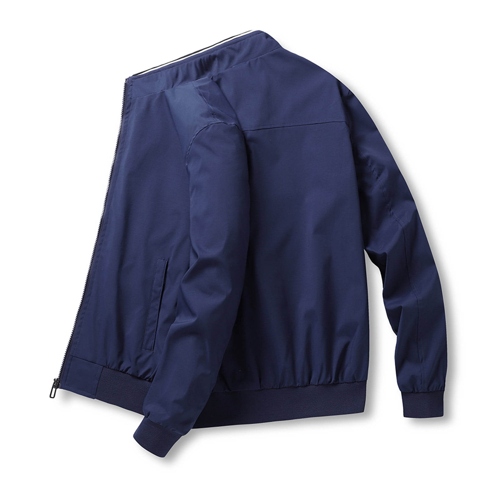 Tejiojio Coats and Jackets Men's Solid Color Stand-up Collar Zipper ...