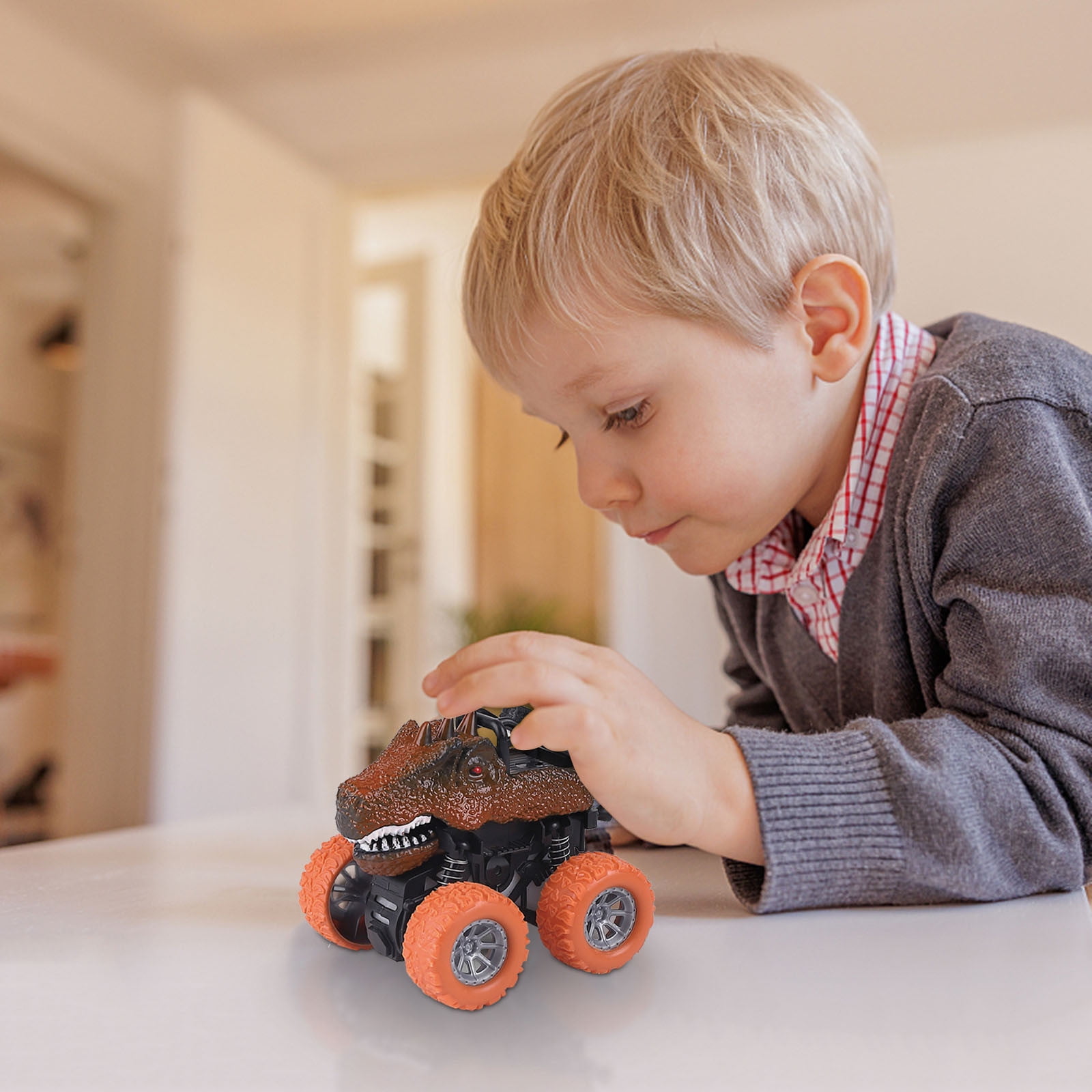 Tejiojio Dinosaur Toy Pull Back Car - 3 Realistic Pull Back Dinosaur Car Toys For Christmas ...