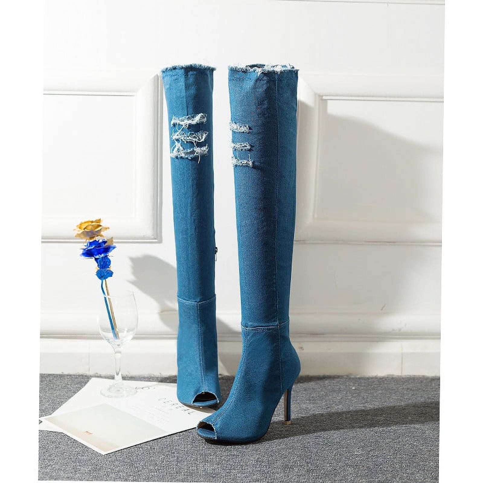 Tejiojio Fall Clearance Fish Mouth Cow Carefully Heel Over The Knee ...