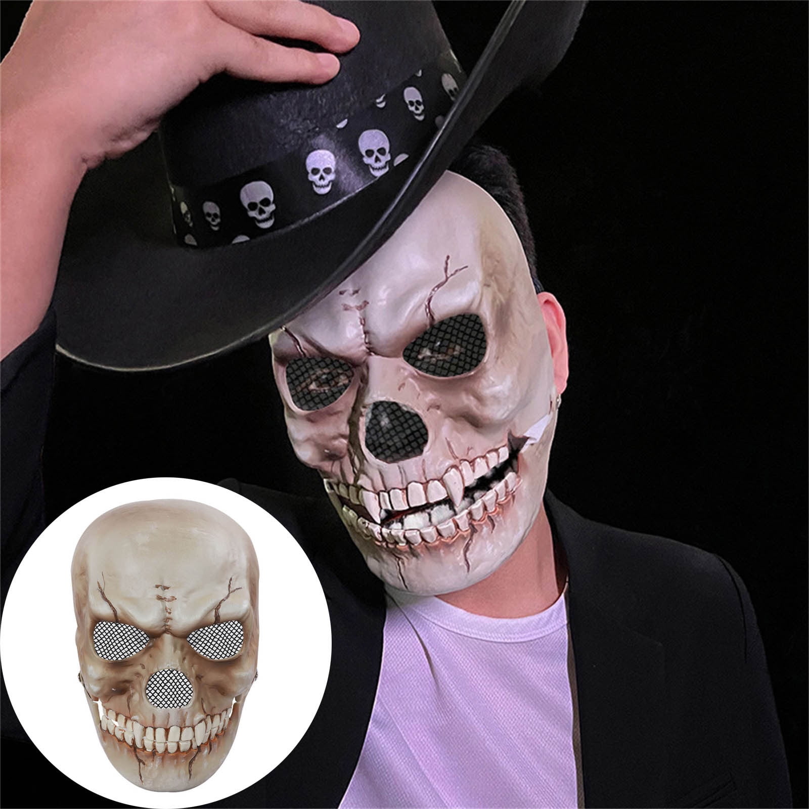 Tejiojio Half-Face Skull Mask Helmet With Movable Mouth Skull Mask ...