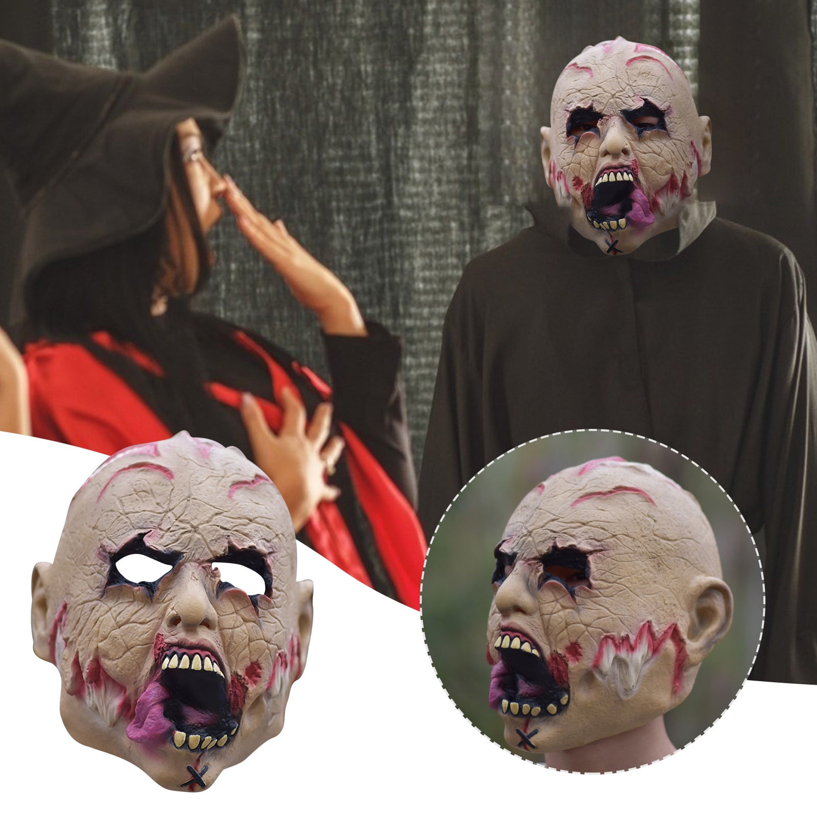 Tejiojio Halloween Horror Funny Full Headdress Funny Horror Mask Toys ...