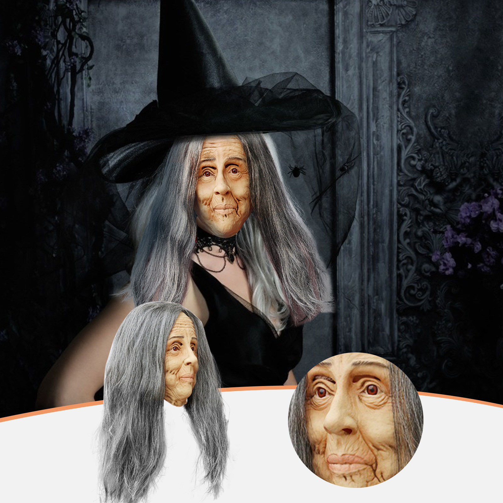 Tejiojio Halloween Old Woman Mask Horror Grimace Old Man,Screaming Mask ...