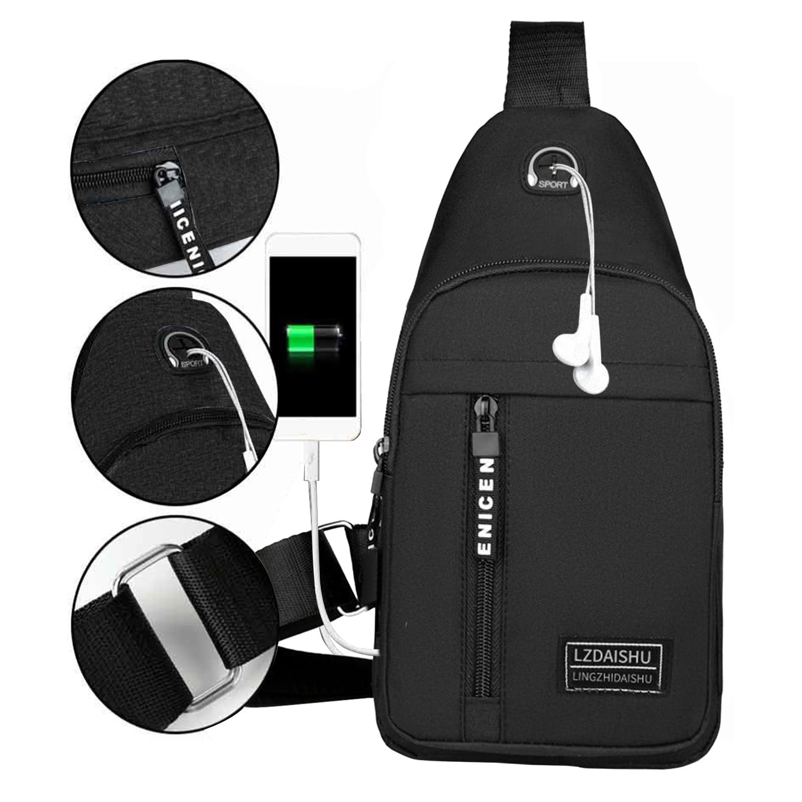 Tejiojio Home Gifts Strap Bag Crossbody Backpack With USB Hole With ...