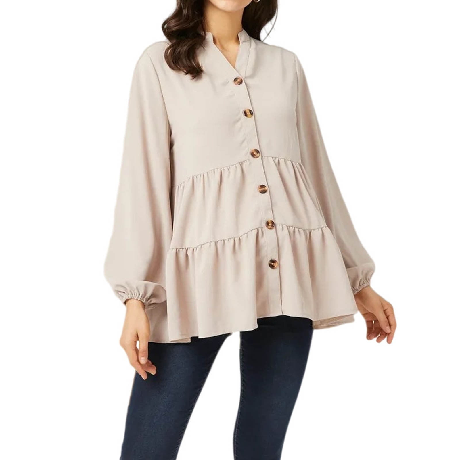 Tejiojio Maternity/Labor/Nursing Clothing Long Sleeve V-Neck Blouses ...