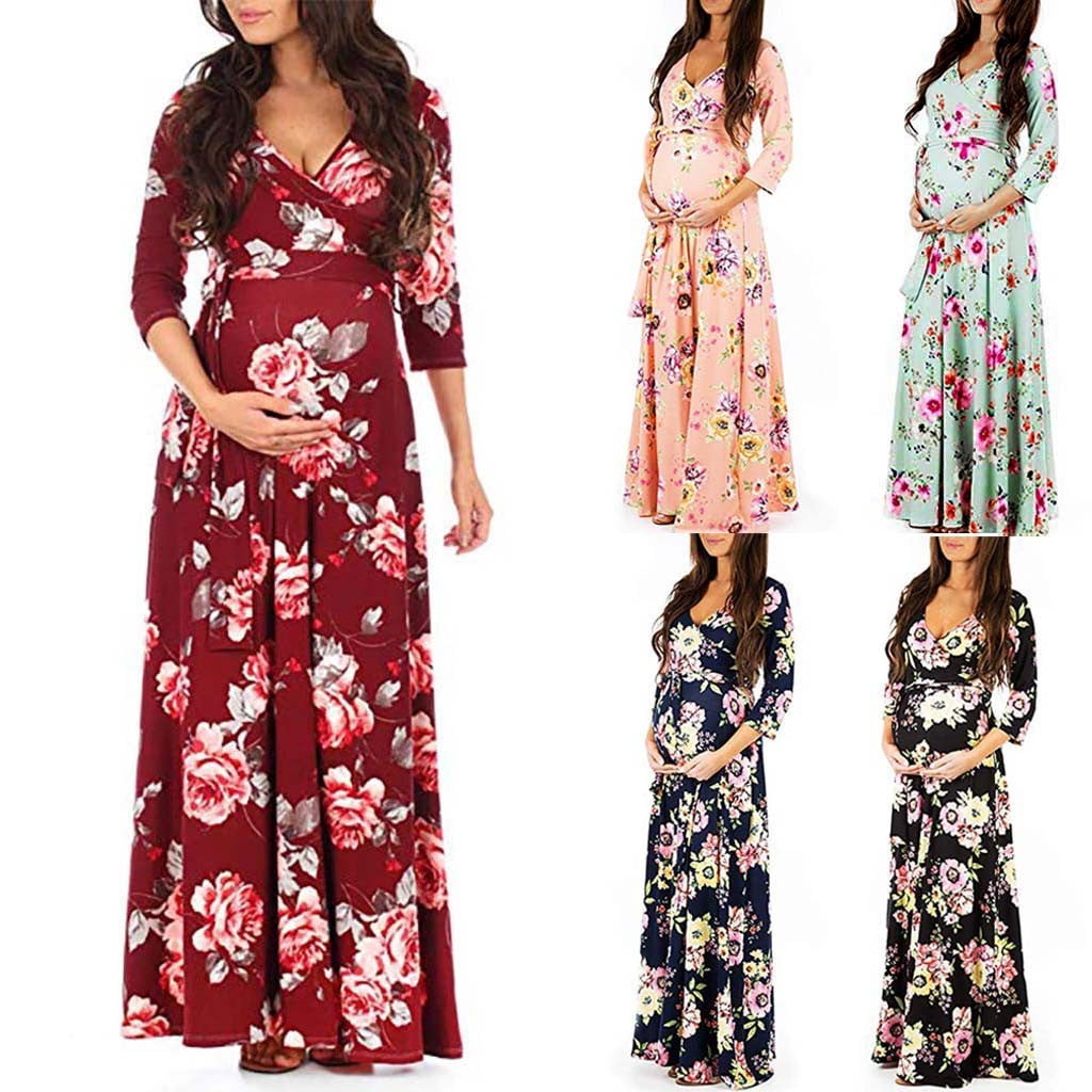 Tejiojio Maternity/Labor/Nursing Clothing Clearance Woman Print Wrap ...