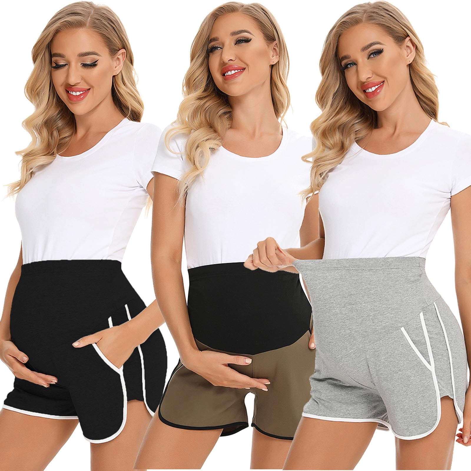 Tejiojio Maternity Shorts Casual Comfortable Pockets Loose Contrast ...