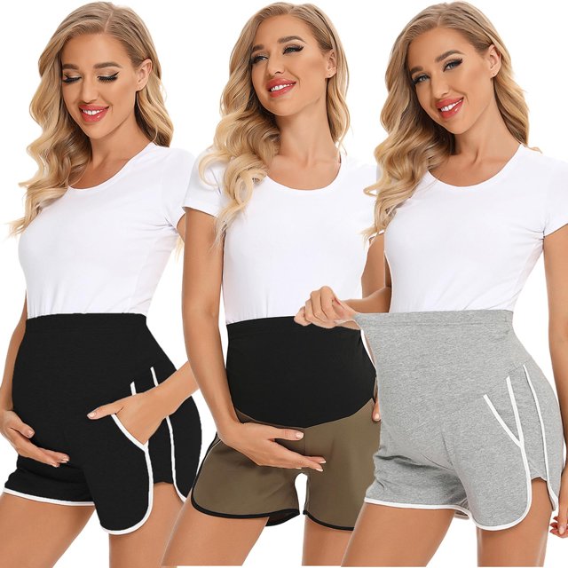 Tejiojio Women's Maternity Casual Comfortable Shorts with Pockets ...