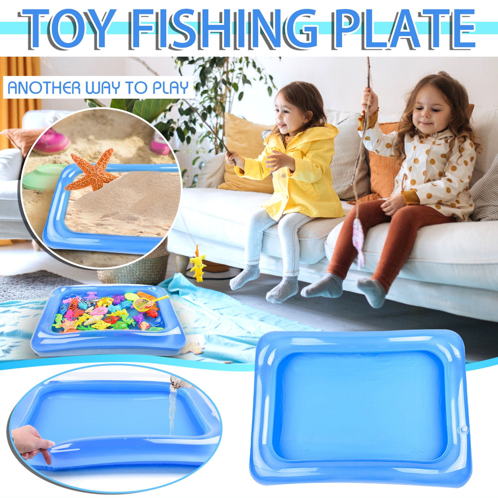 Tejiojio Power Sand Cushion Inflatable Sand Table Toy Sand Fishing Tray ...