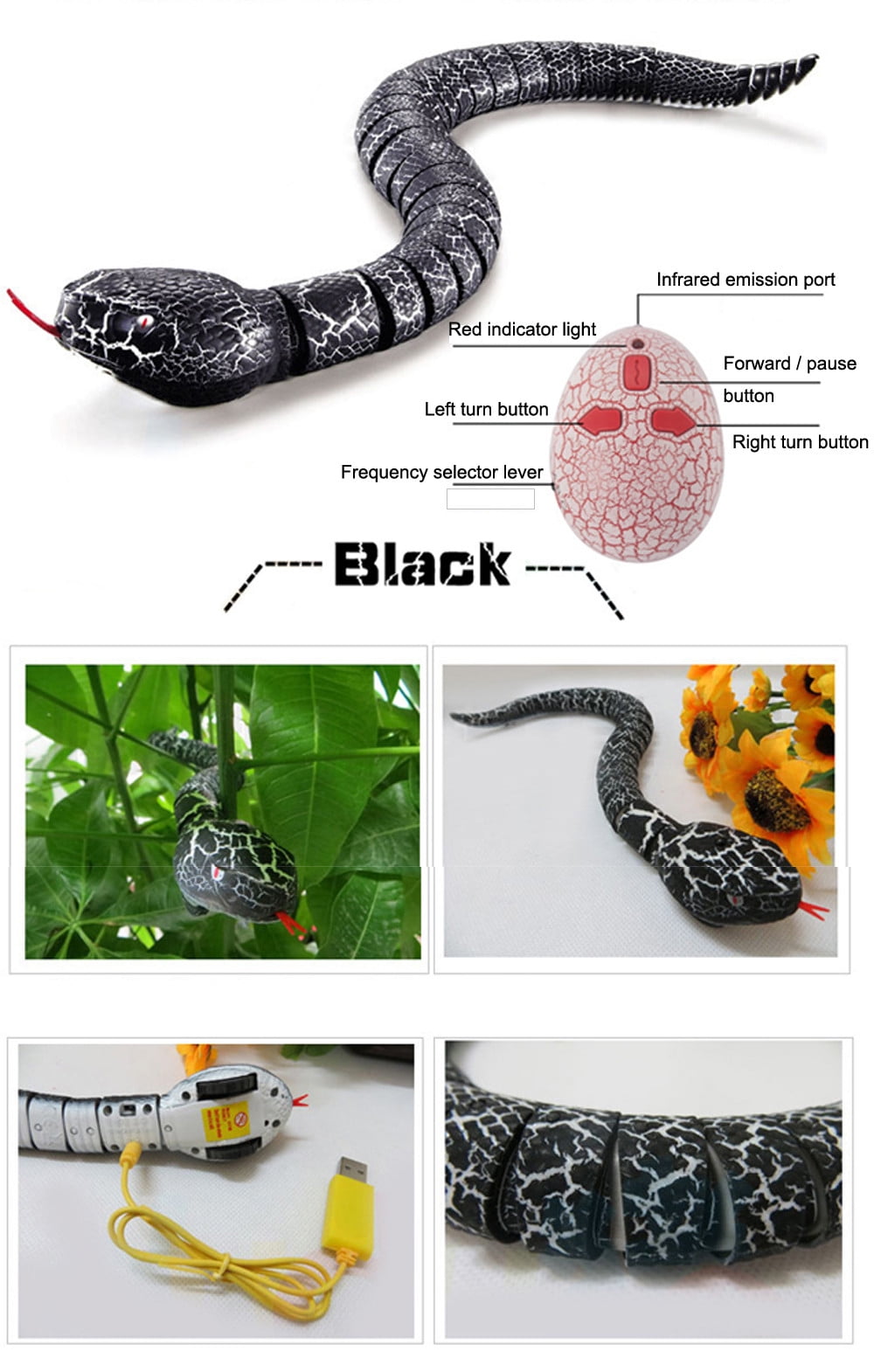 Tejiojio Remote Control Snake Rattlesnake Trick Terrifying Mischief Toy ...