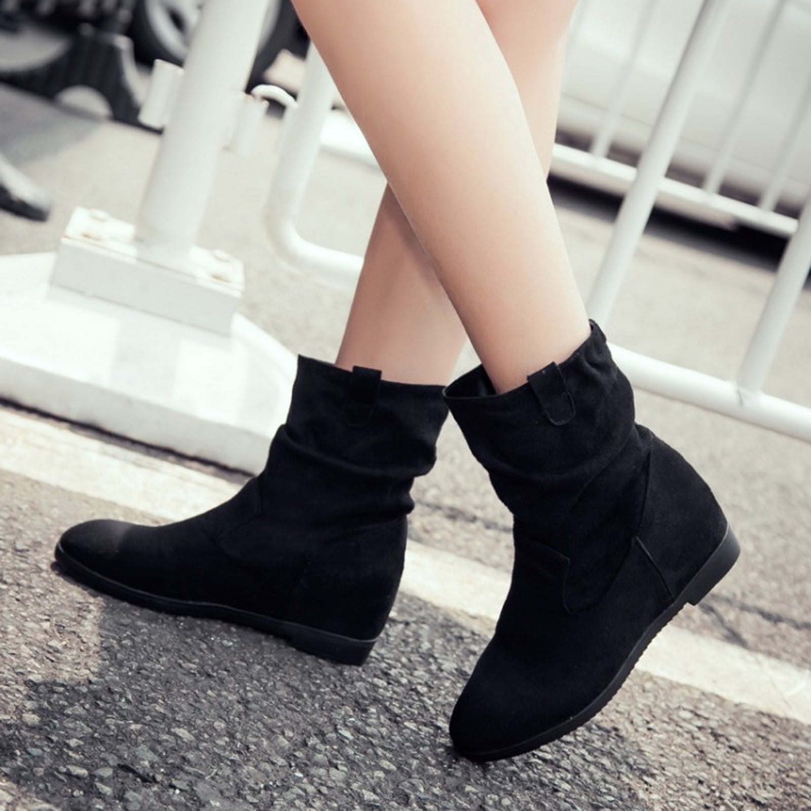 Tejiojio Retro Boots For Women,Vintage Women Warm Solid Boots Round Toe ...