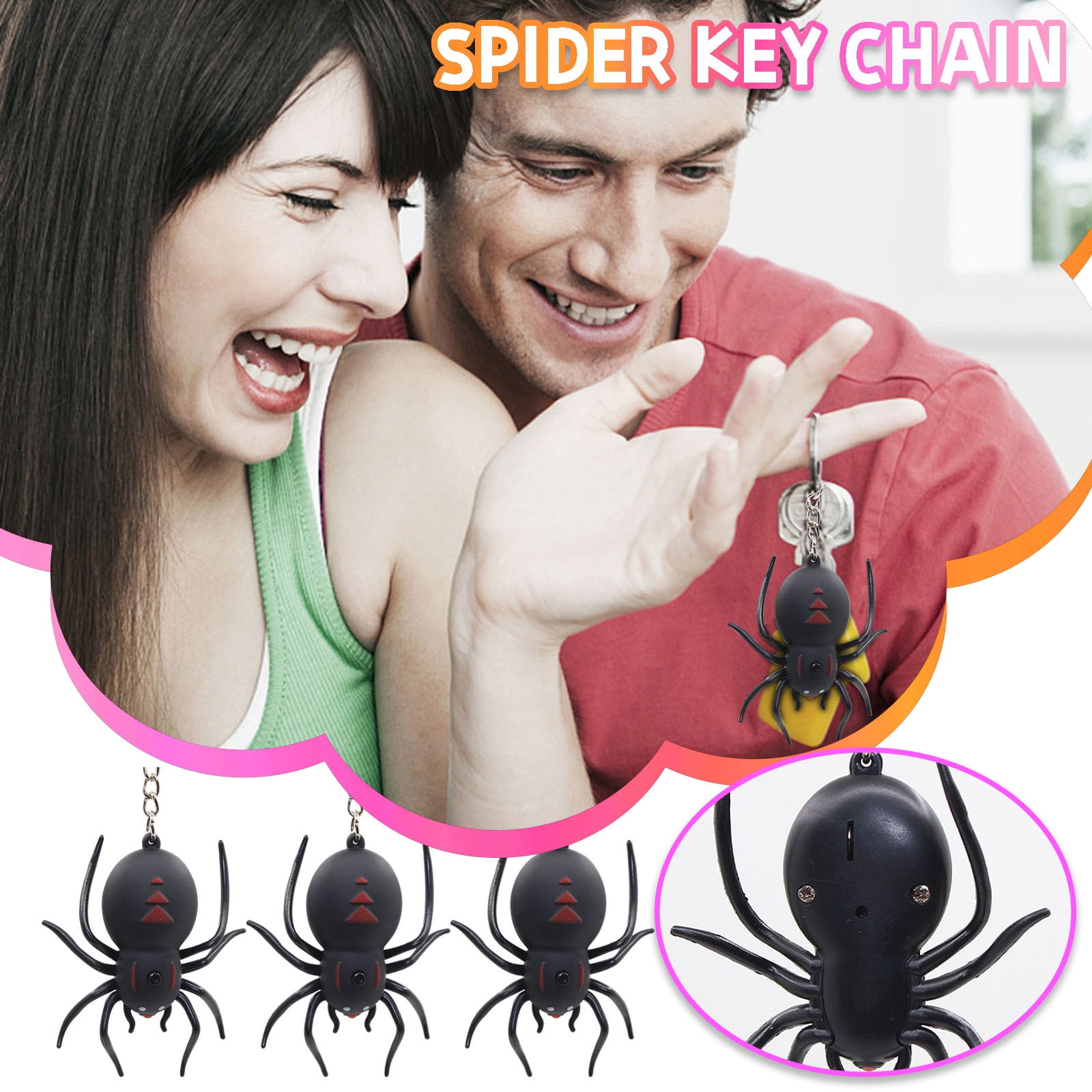 Tejiojio Spider With Creepy Led Eyes for Kids Aged 3+,Spider Key Chain ...