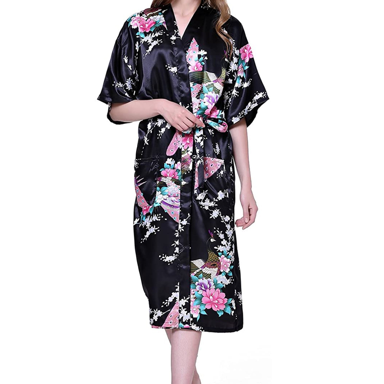 Tejiojio Summer Clearance Sexy Women Bathrobes Peacock Kimono Long ...