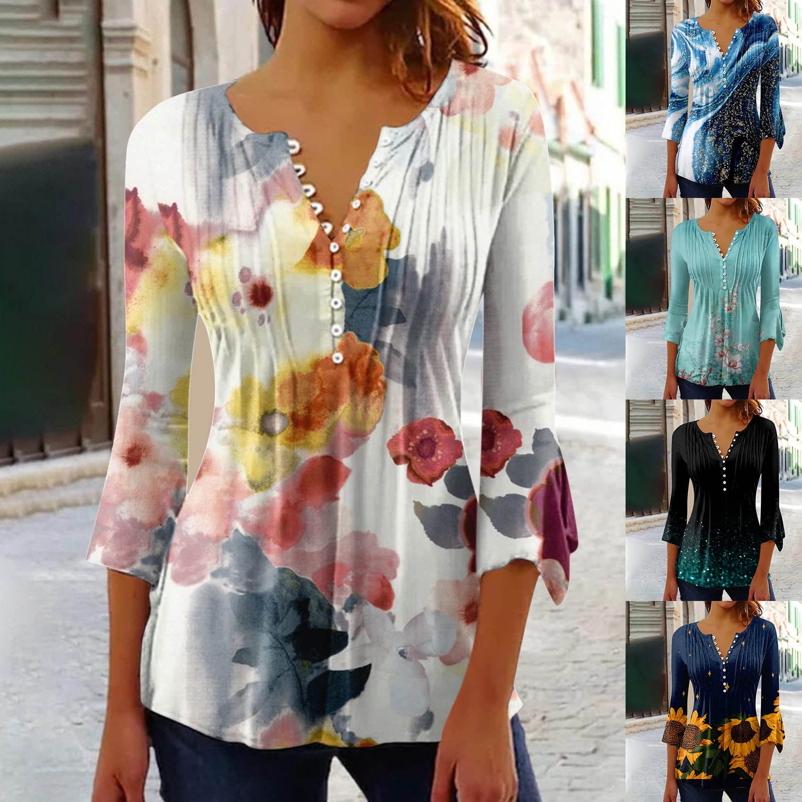 Tejiojio Summer Sustainable Style Clearance Women's Classic Trumpet 3/4 ...