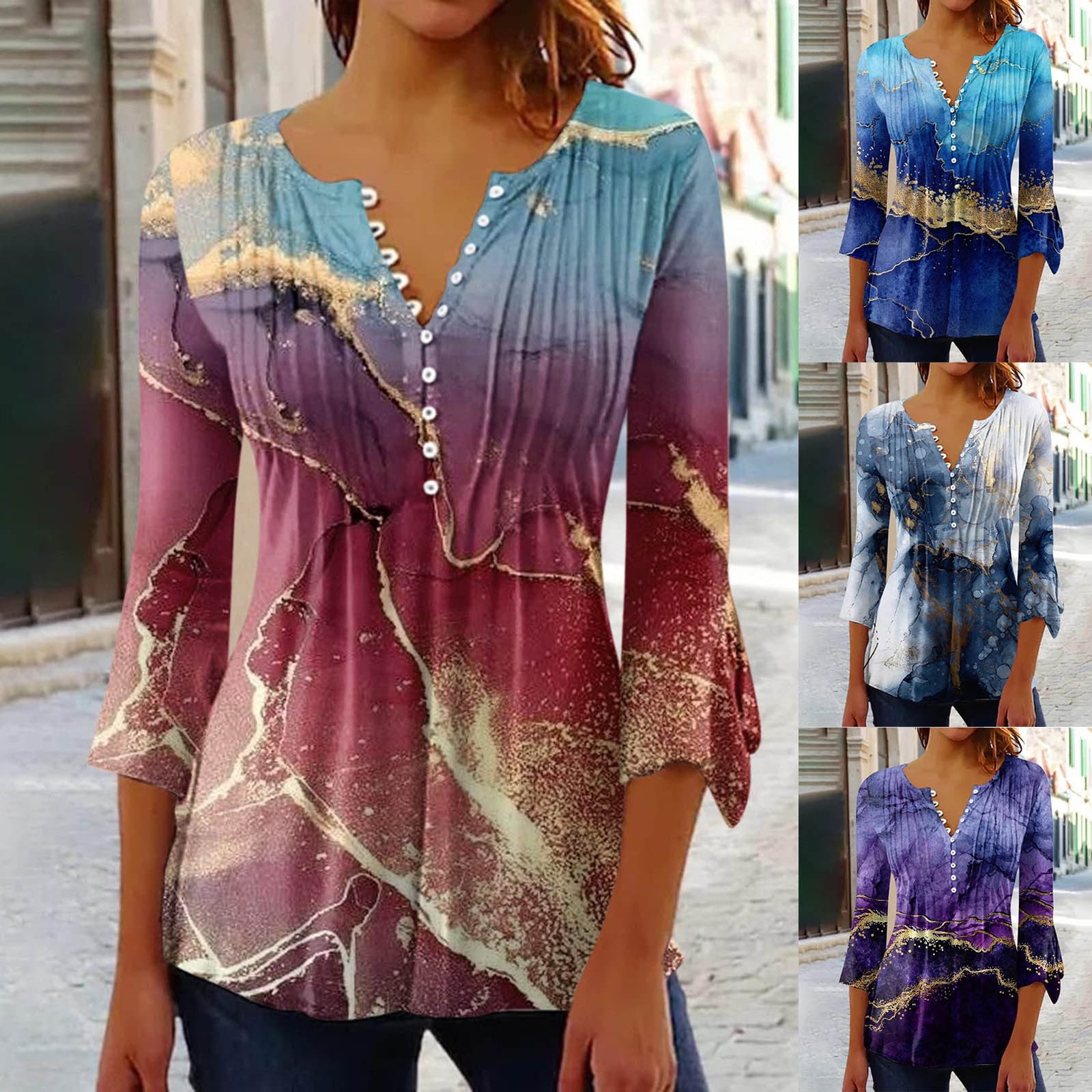 Tejiojio Summer Sustainable Style Clearance Women's Classic Trumpet 3/4 ...