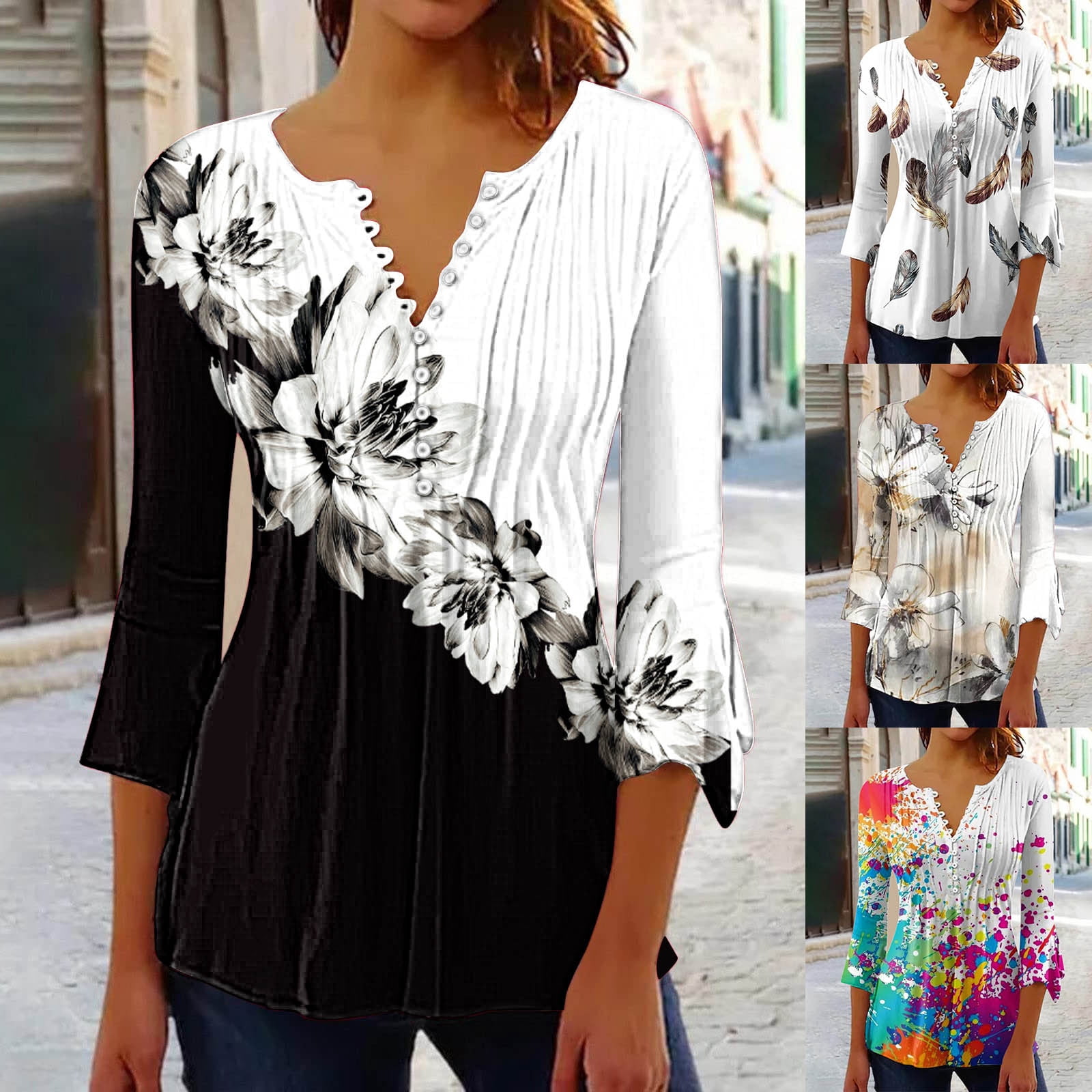 Tejiojio Summer Sustainable Style Clearance Women's Classic Trumpet 3/4 ...