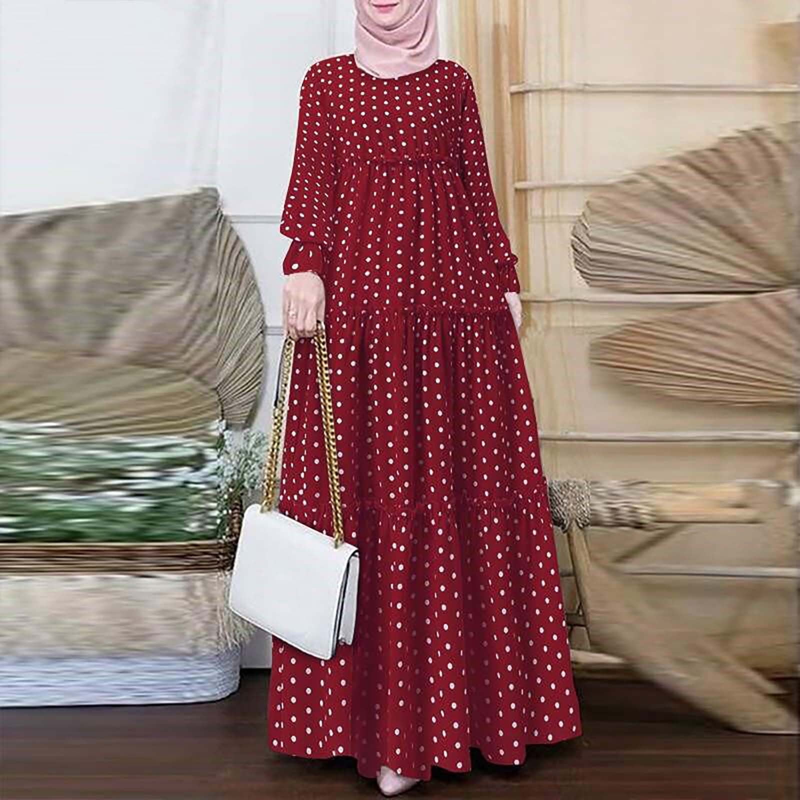 Tejiojio Summmer Savings Women's Bohemian Printed Muslim Dress Casual ...