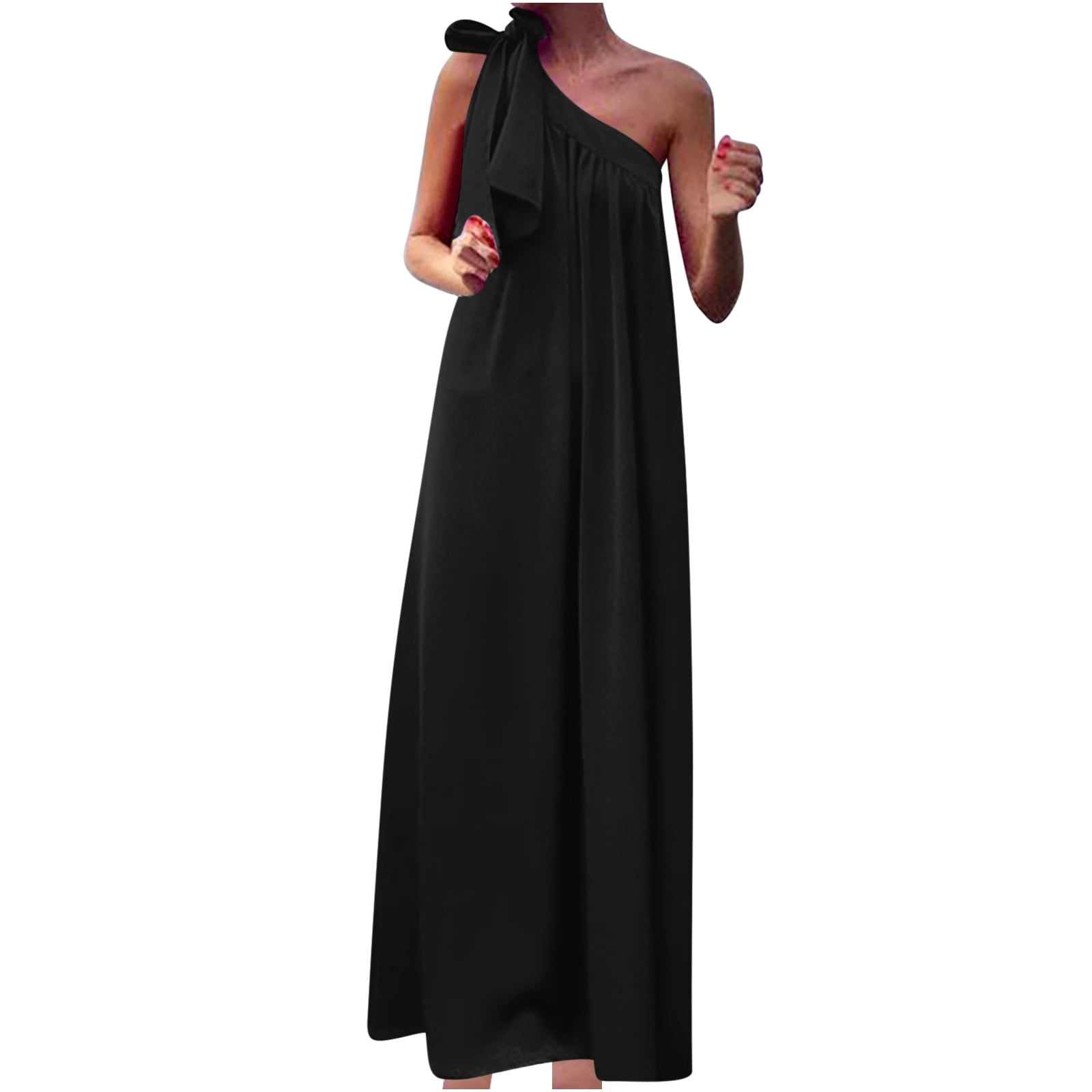 Tejiojio Women Sleeveless Hanging Neck Satin Sloping Shoulder Fashion ...