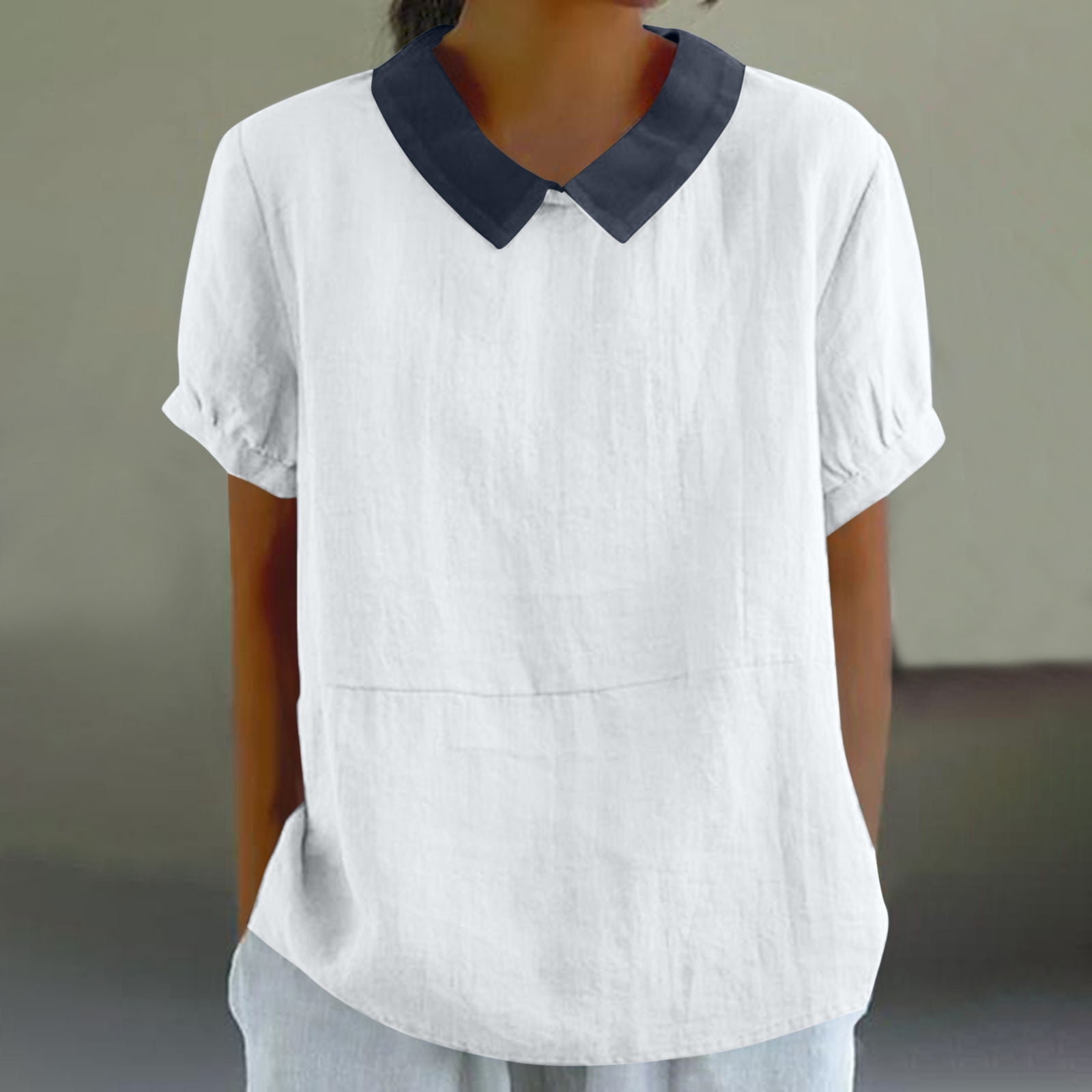 Tejiojio Women's Loose Solid Color Basic Casual Oversized Cotton And ...