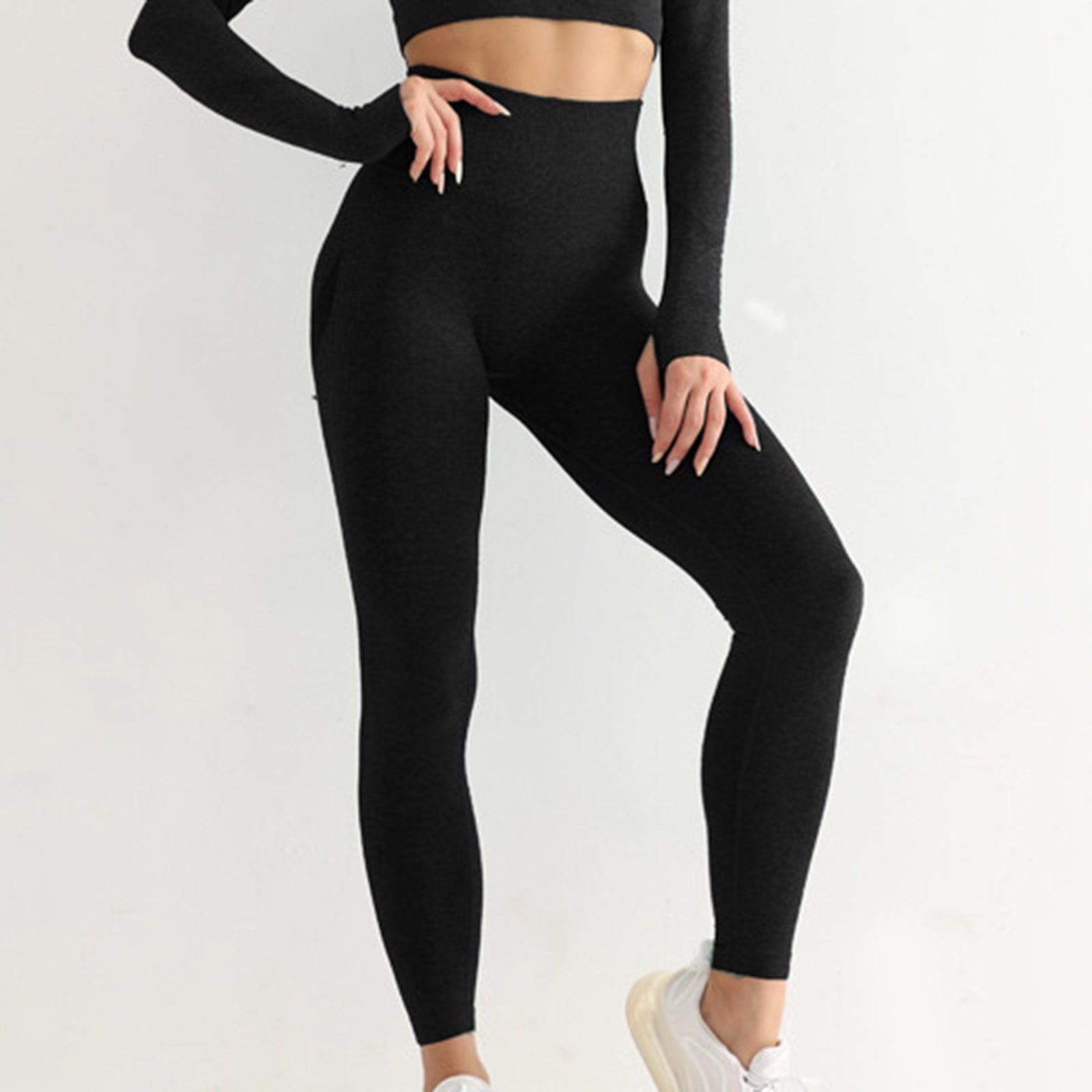 Tejiojio Women's Solid Color Seamless Hip Lifting Breathable Yoga Suit ...