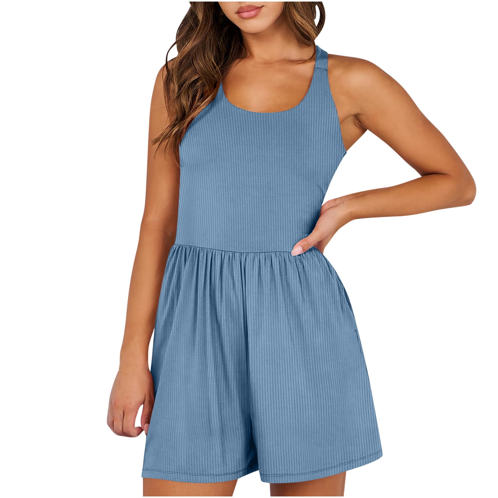 Tejiojio Womens Running Onesie Workout Rompers Outfits Exercise ...