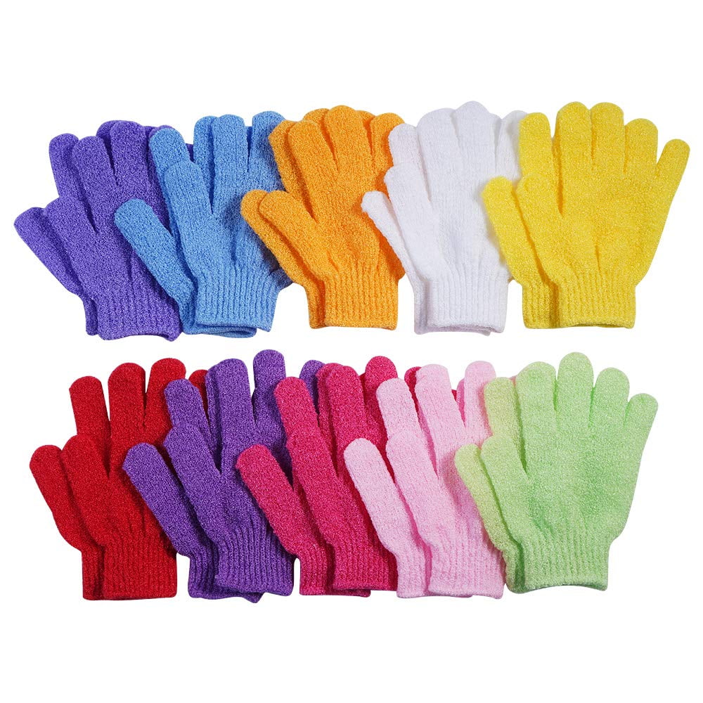 TekDeals 10 Pairs of Exfoliating Bath Gloves, 100% Nylon, Skin ...