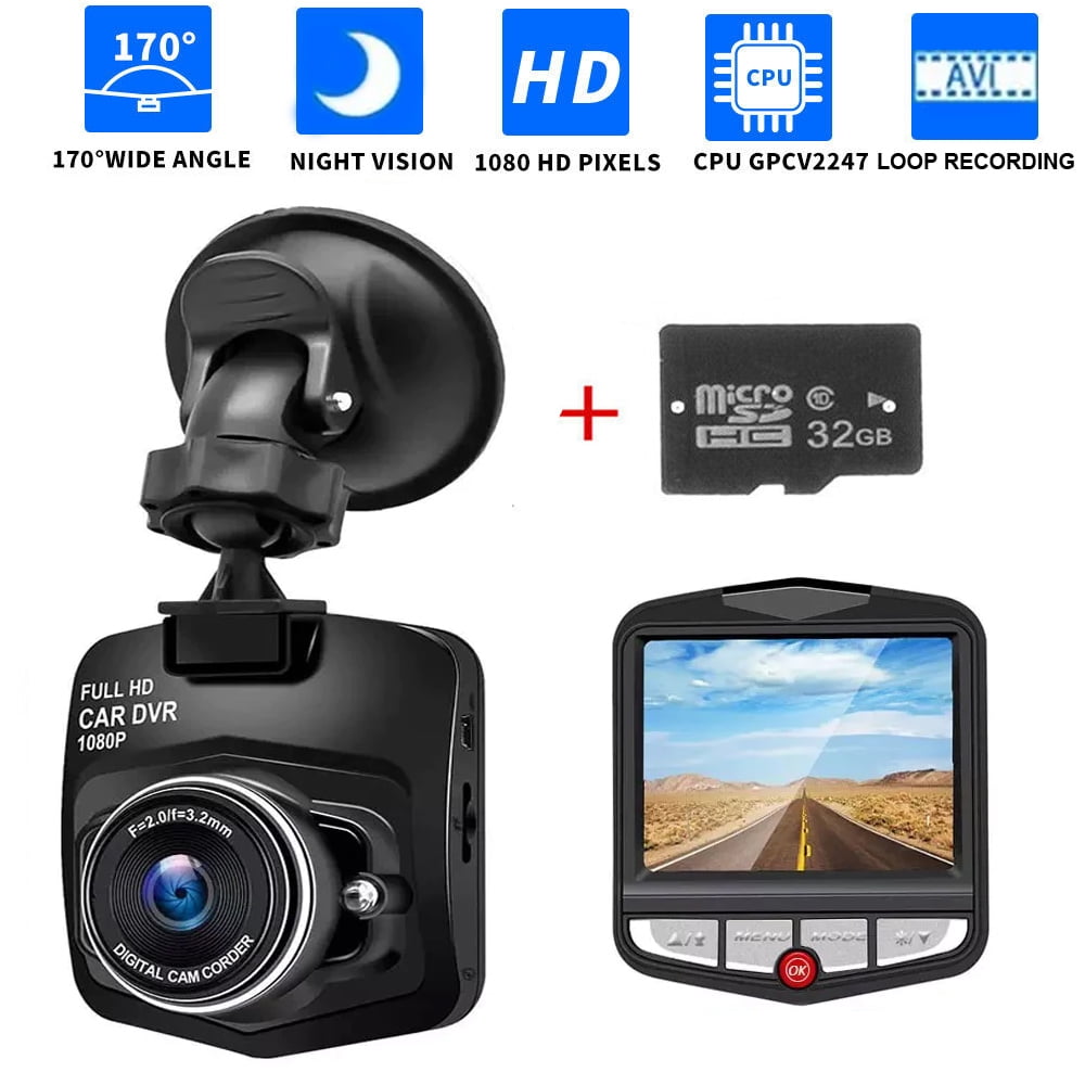 TekDeals Auto Dash Cam Recorder, 2.4'' Full HD 1080P, Front/Rear Camera ...