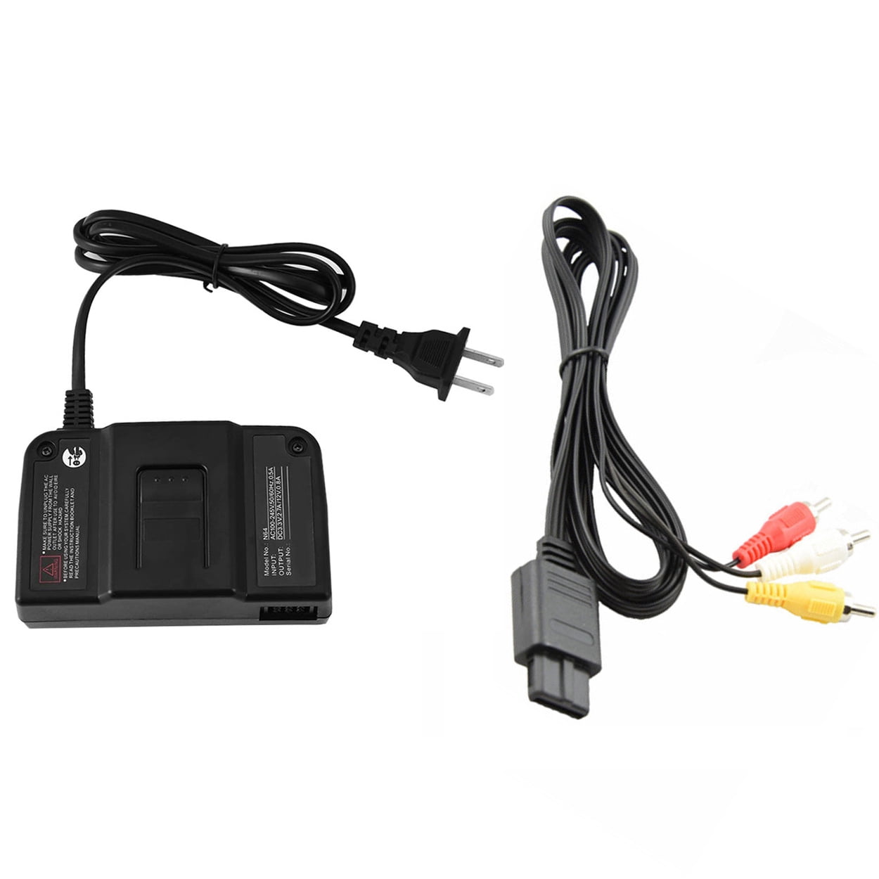 TekDeals AC Power Supply Adapter & Audio AV RCA Cable for N64 Console ...