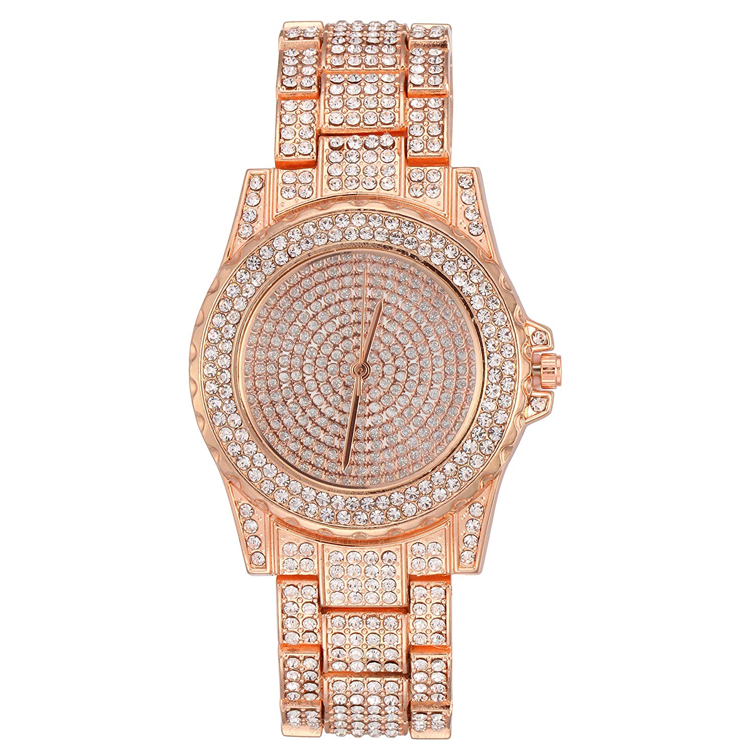 TekDeals Luxury Mens 14k Rose Gold Simulated Lab Diamond Hip Hop Rapper ...
