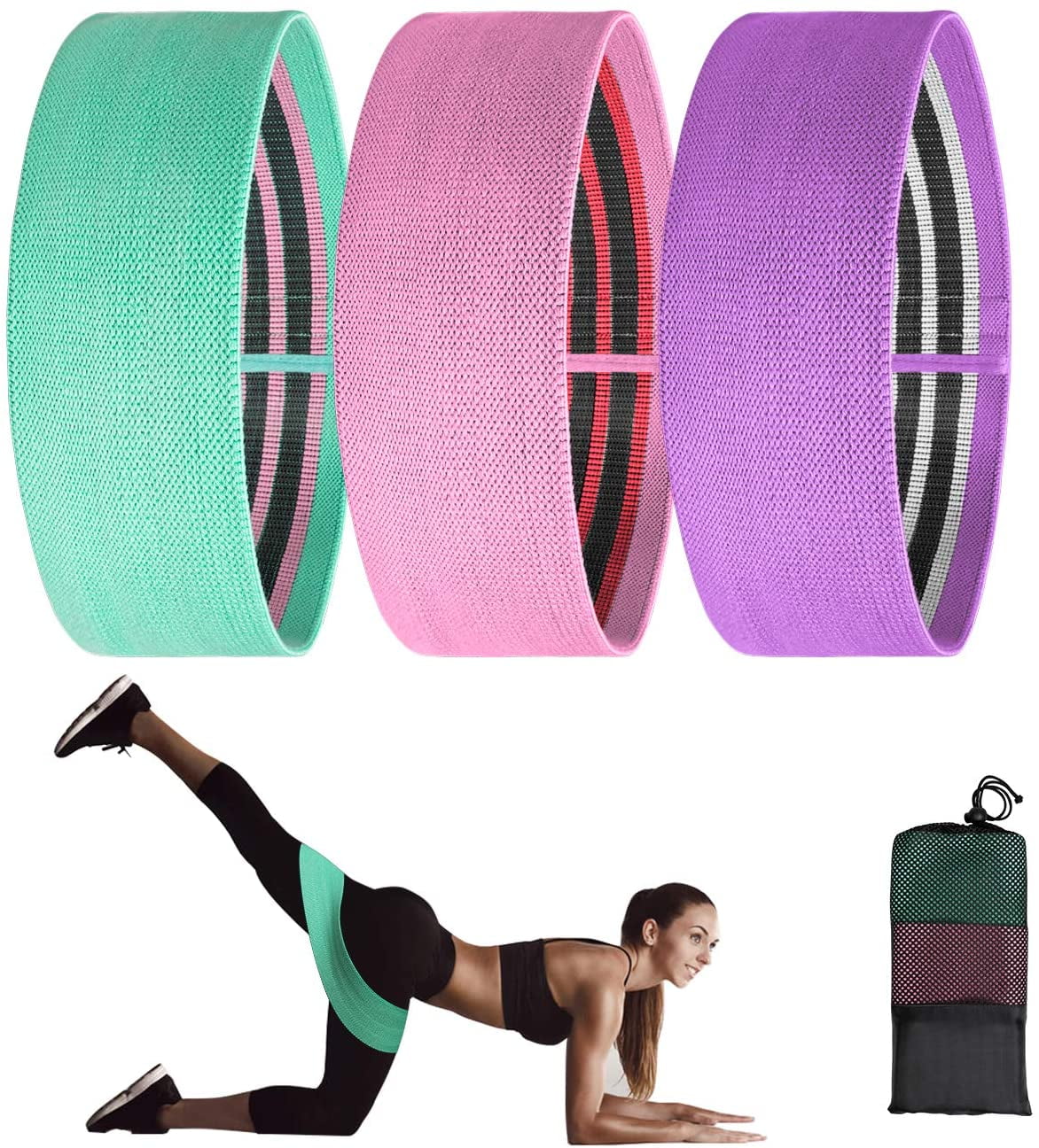 TekDeals Set of 3 Resistance Hip Bands for Legs and Butt, Exercise ...