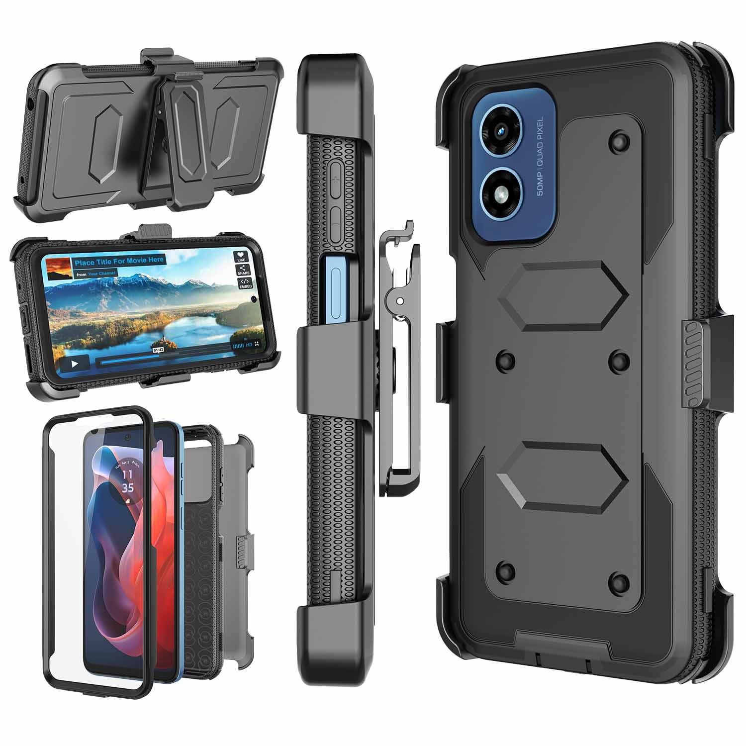 Tekcoo Cases for Motorola Moto G Power 5G 2024, [Buit-in Screen Protector] Combo Holster Belt ...