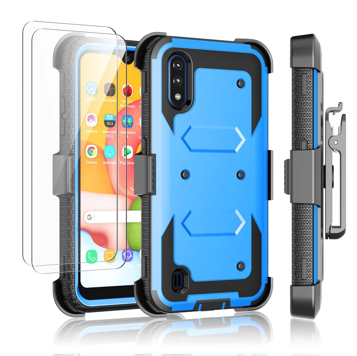 Tekcoo Rugged Case for Samsung Galaxy A01, Galaxy A01 Case + Tempered ...