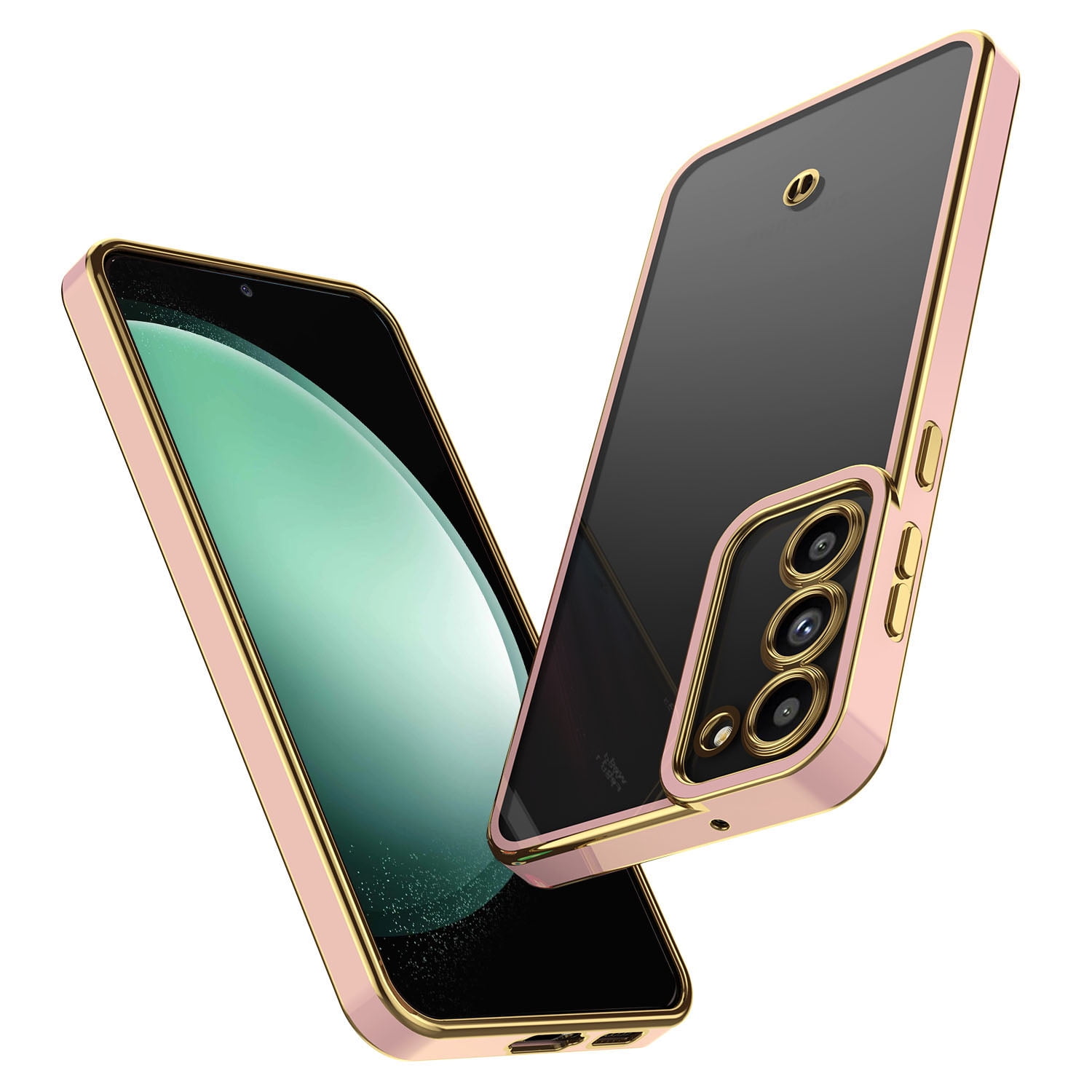 Tekcoo Case for Samsung S23 FE 6.4", Shock Absorb, Wireless Charge Compatible, Rose Gold Edge ...