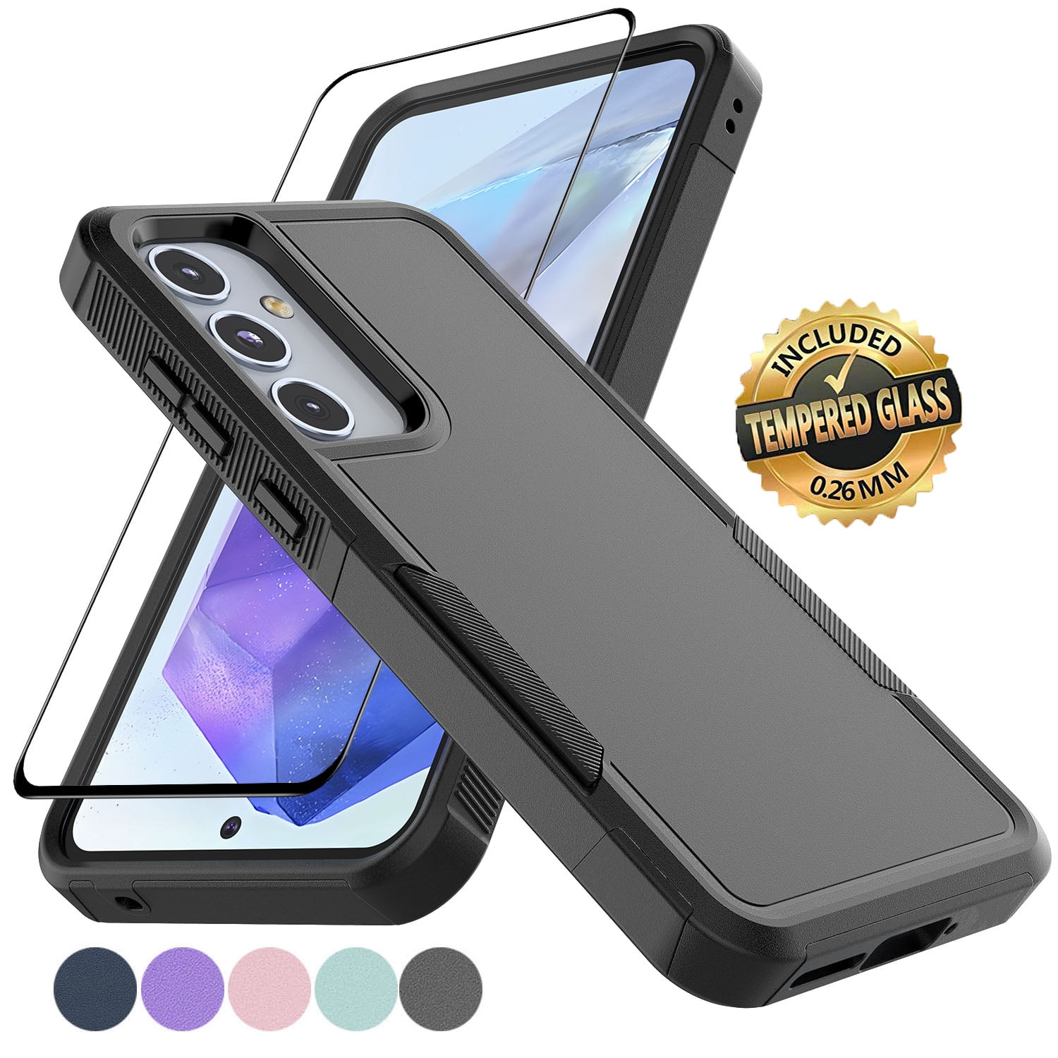 Tekcoo Shockproof Silicone Bumper Cell Phone Case with Screen Protector for Samsung Galaxy A35 ...