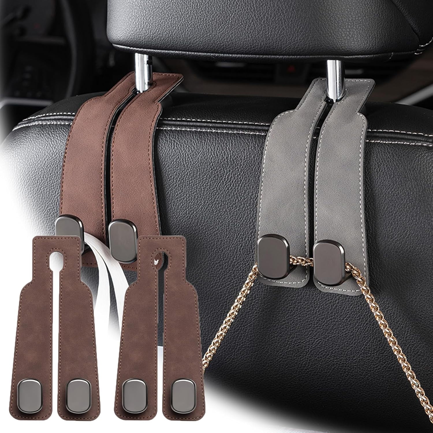 Tekiep Car Seat Hooks,Car Seat Back Storage Hook - Double Hook Holder ...