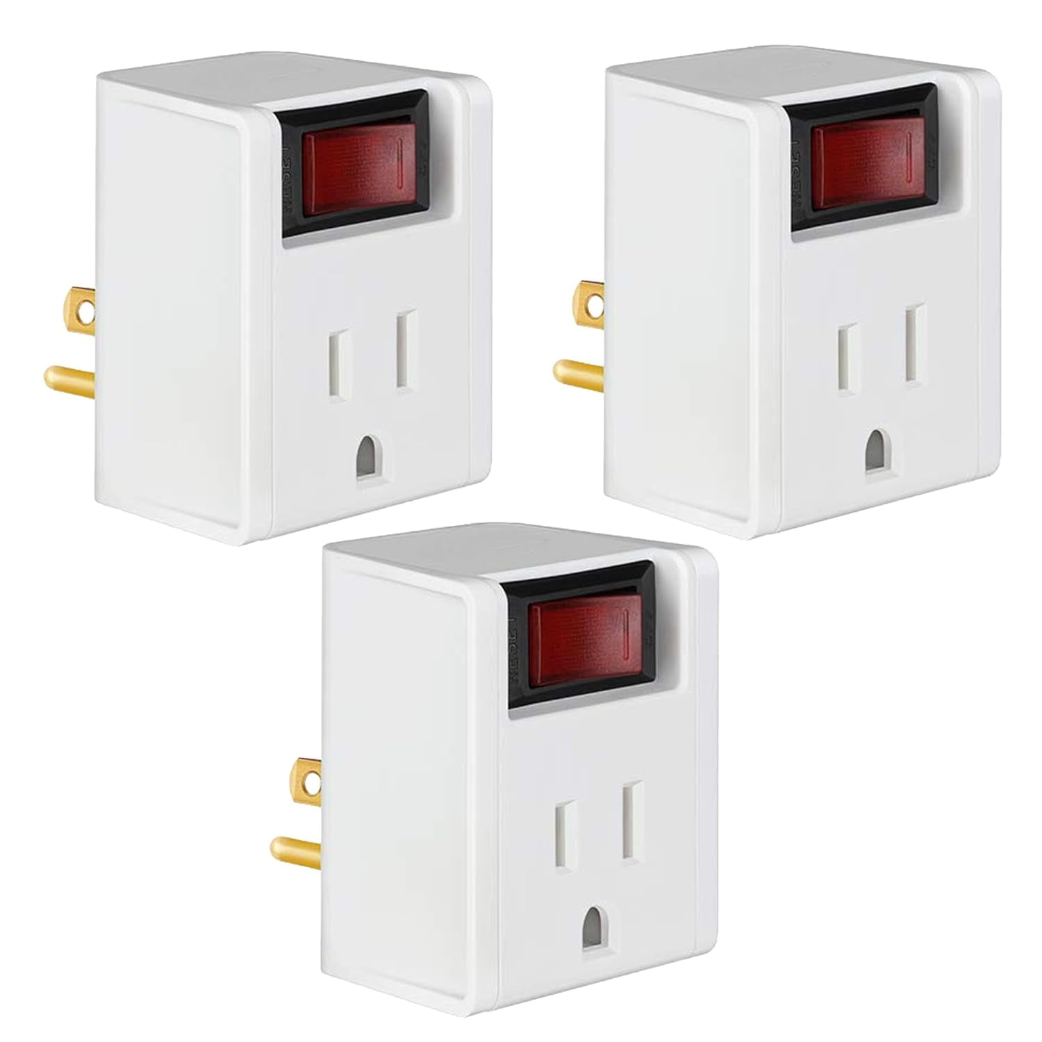 Teklectric Grounded Electrical Outlet, 15 Amps 120V, Red On/Off Switch ...