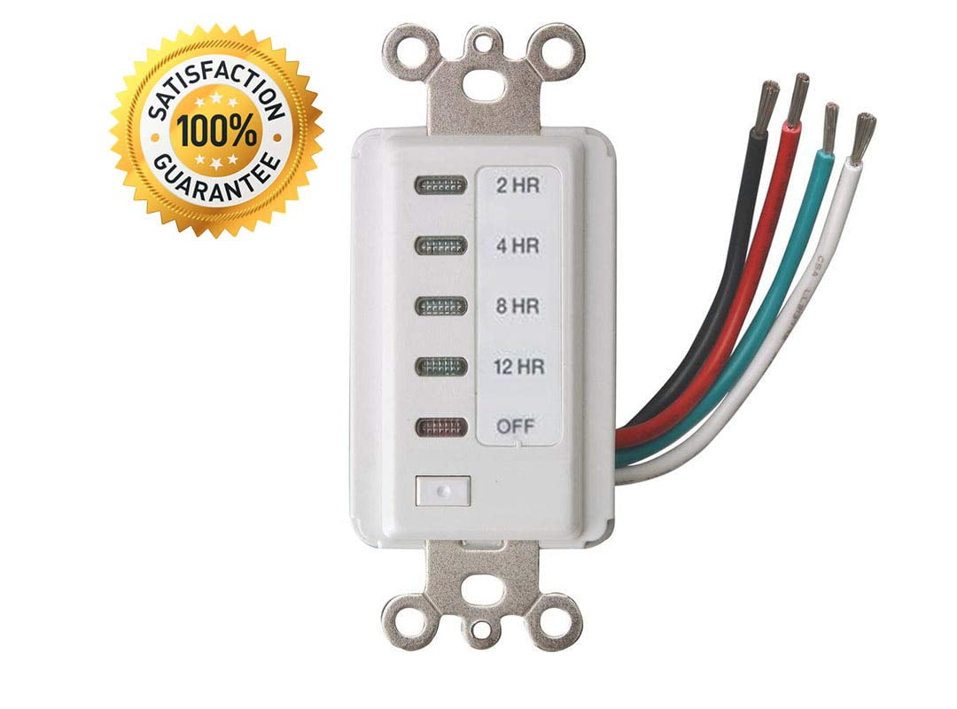 Teklectric Bathroom Fan Auto Shut Off 2-4-8-12 Hour Preset Countdown ...