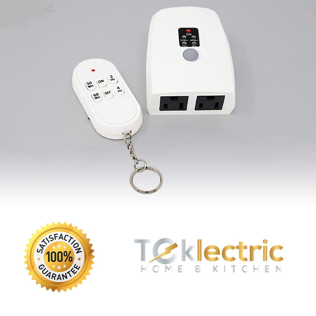 TEKLECTRIC Indoor Remote Control Outlet with Timer, 100 FT Range, Auto ...