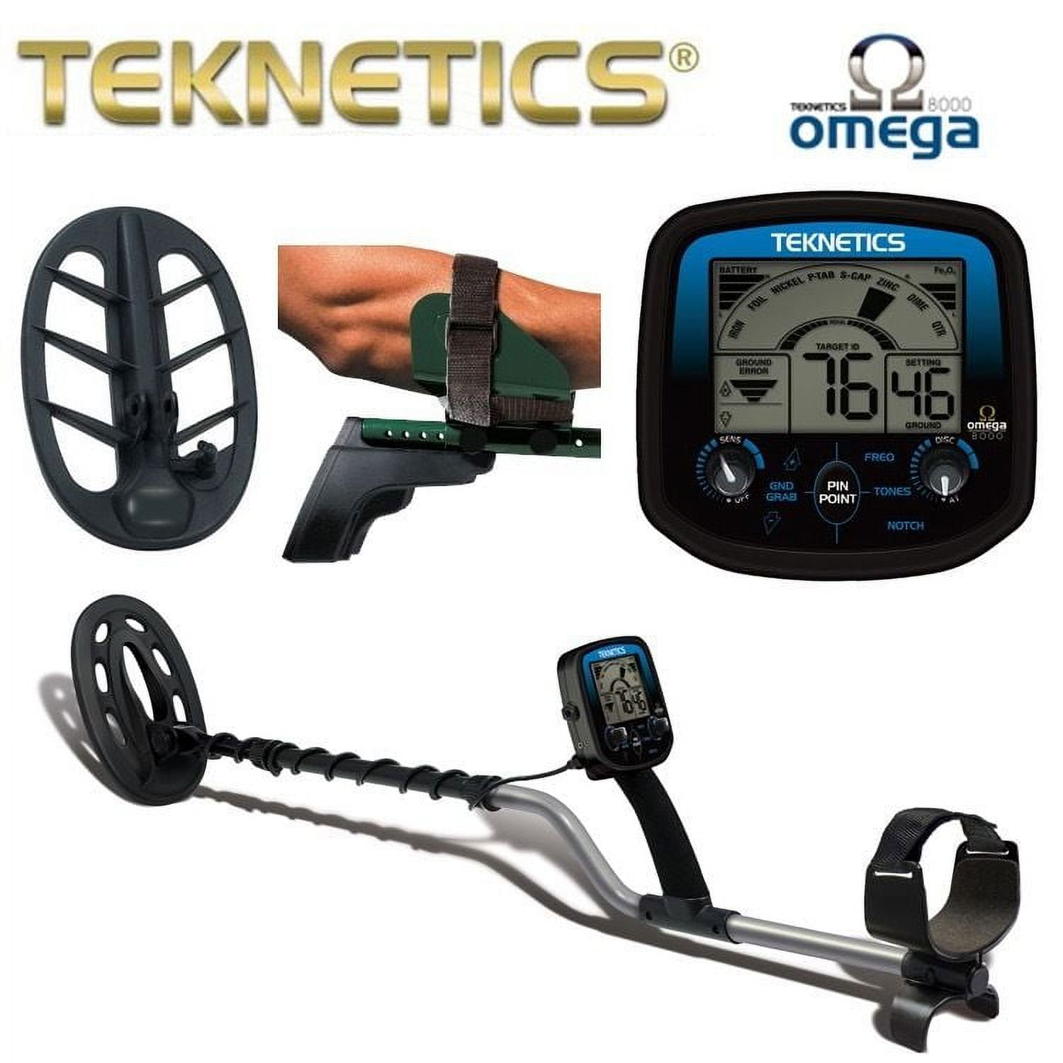 Teknetics Omega 8000 Metal Detector with Waterproof 10 & 11" Coil Made ...