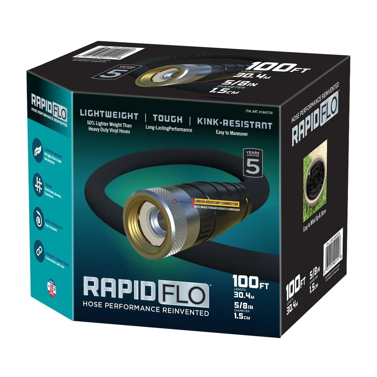 Teknor Rapid Flo Compact Garden Hose, 5/8 Inch x 100 Foot - Walmart ...